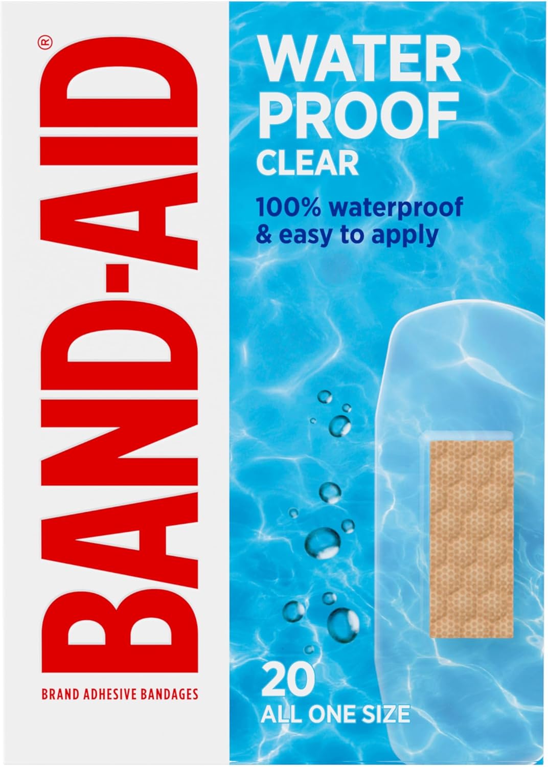 Amazon.com: BAND-AID Brand Clear Waterproof Adhesive Bandages, Sterile ...