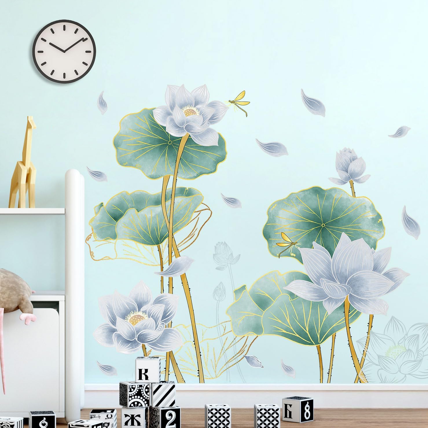 Amazon.com: 3D Removable Fresh Green Lotus Leaf Wall Decals DIY Lotus ...