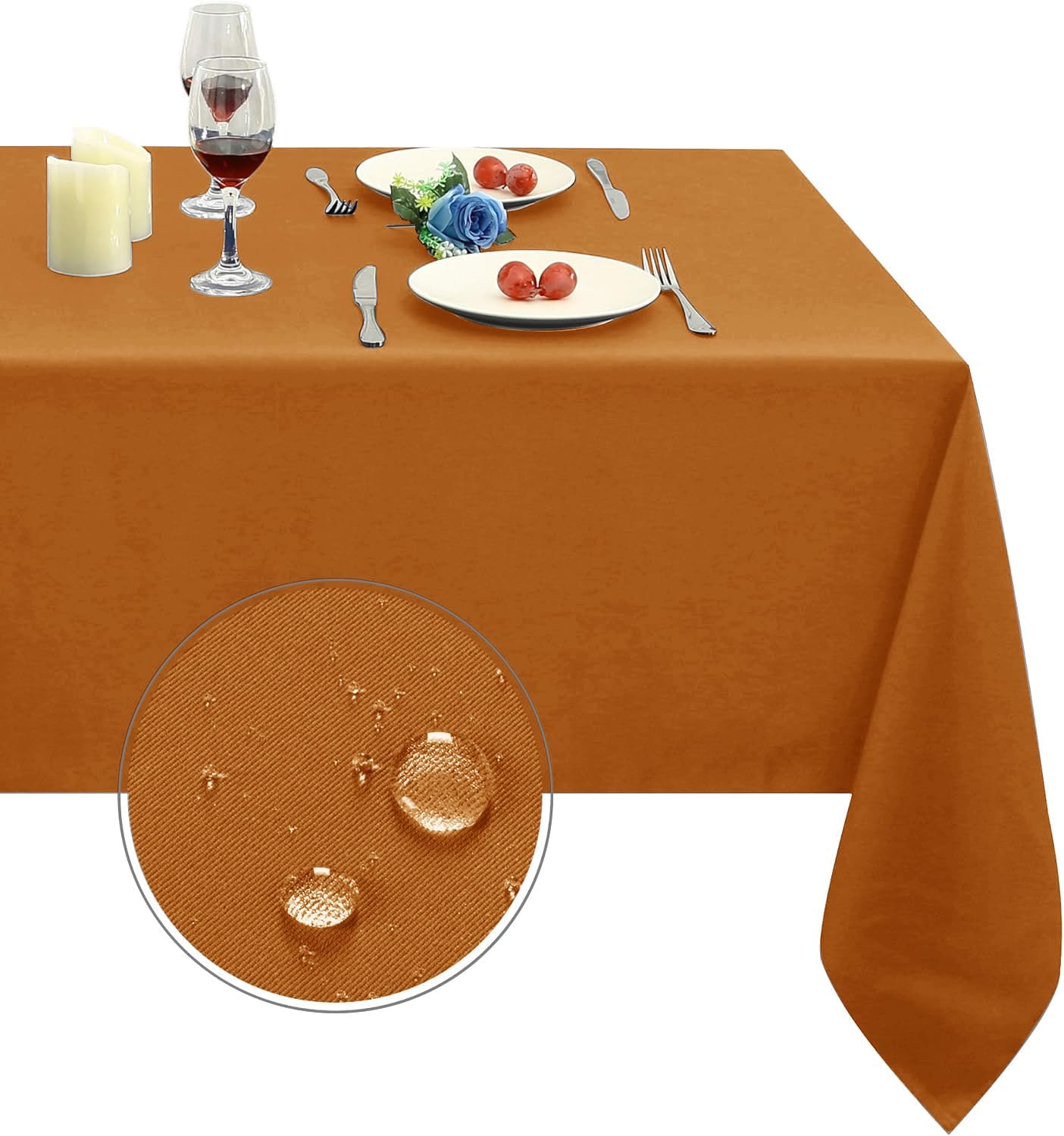 Amazon.com: Obstal Bronze Rectangle Table Cloth - Heavy Duty Water ...