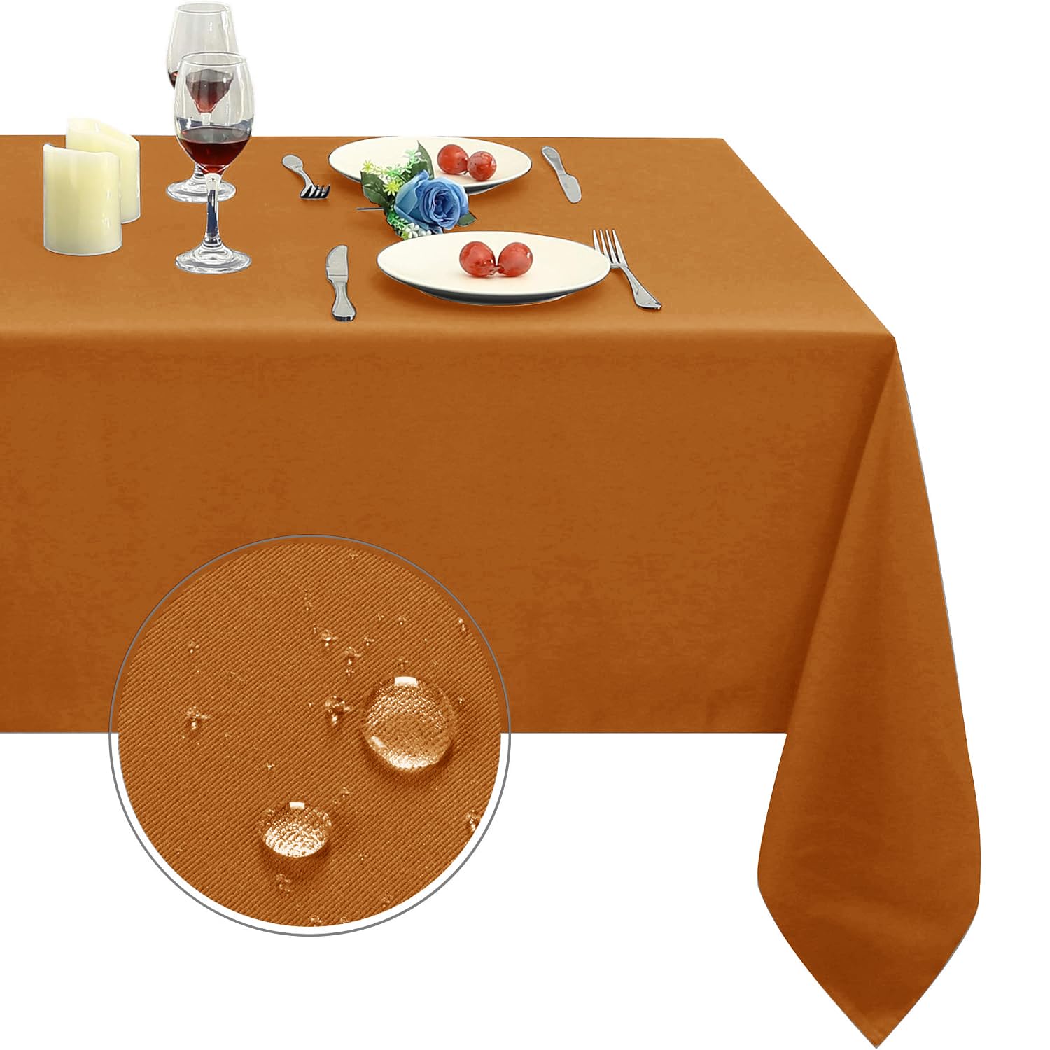 Amazon.com: Obstal Bronze Rectangle Table Cloth - Heavy Duty Water ...