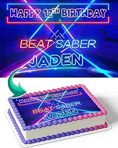 Amazon.com: Beat Saber Game VR Edible Cake Image Topper Birthday Cake ...