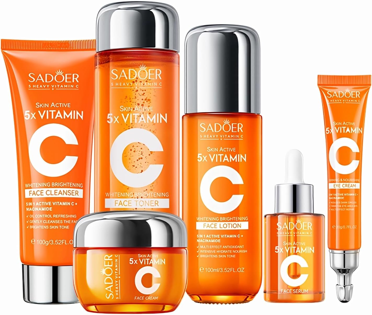Amazon.com : Vitamin C Skin Care Set With Cleanser, Toner, Face Serum ...