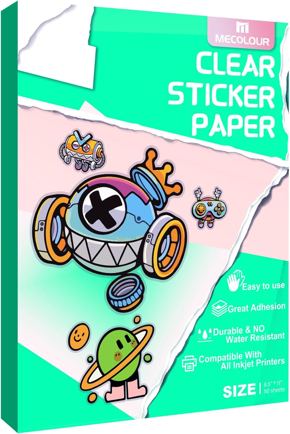 Amazon.com : MECOLOUR Sticker Paper Clear Printable Vinyl for Inkjet ...