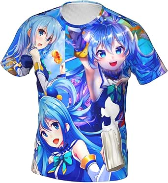 Anime KonoSuba Megumin and Aqua Shirt Novelty Short Sleeve Cosplay for ...
