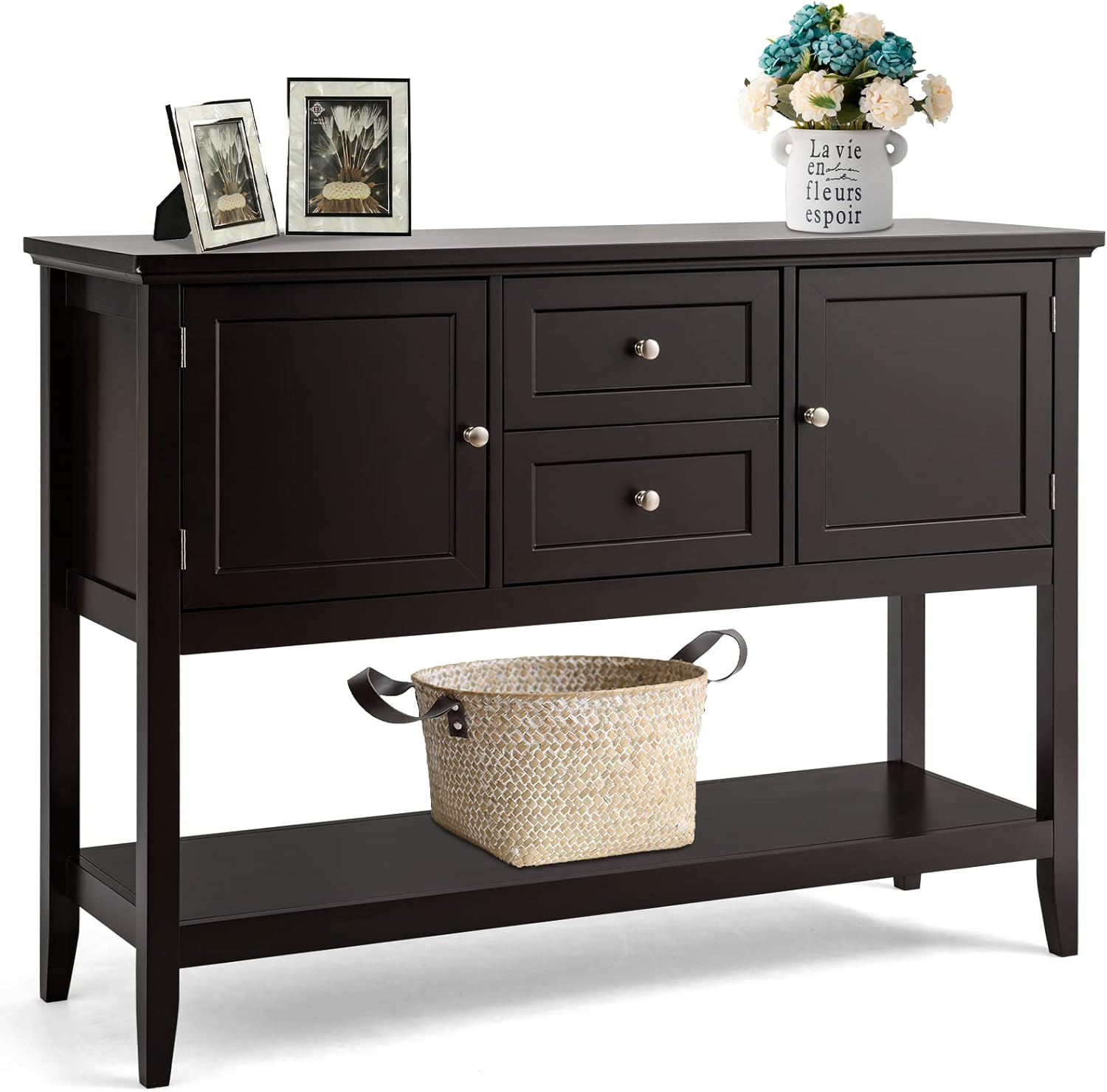 COSTWAY Buffet Sideboard, with 2 Wood Storage Drawers & Open Shelf ...