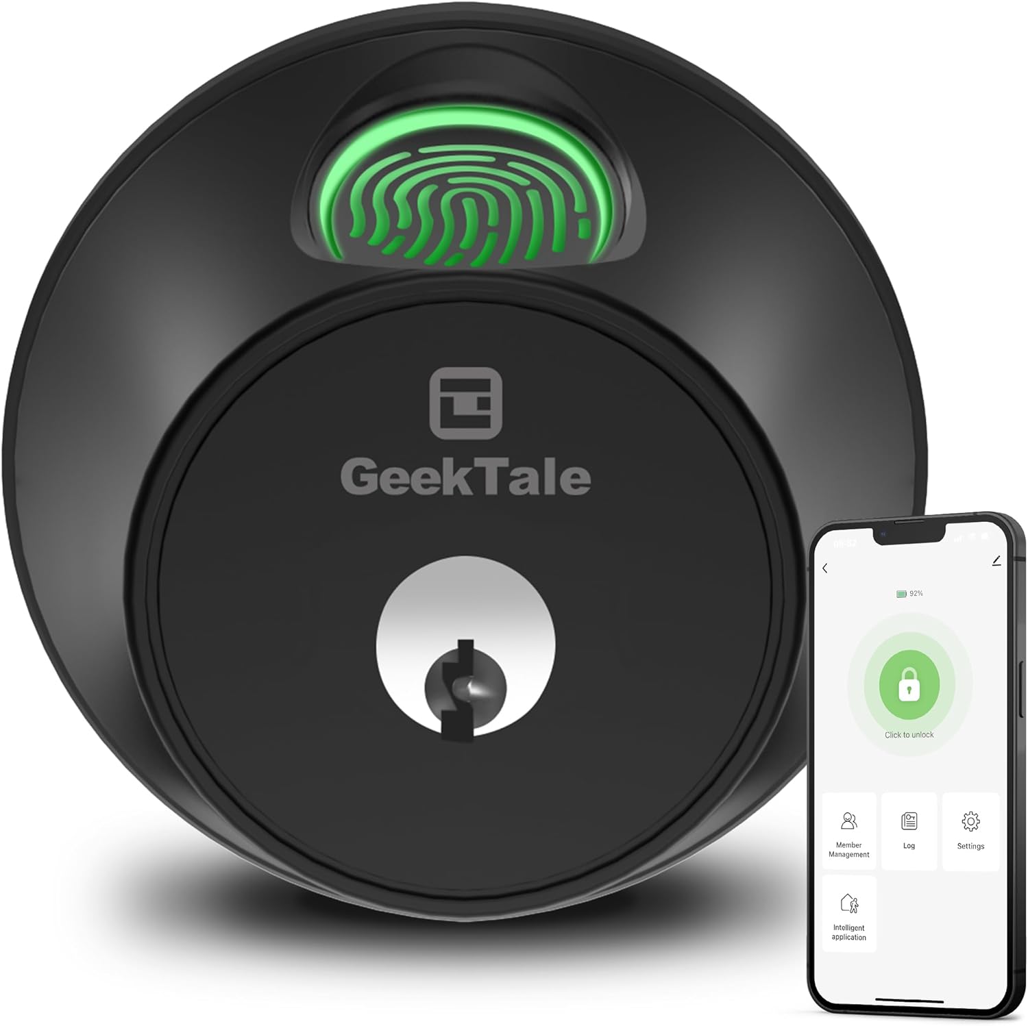GeekTale Keyless Entry Door Lock-Fingerprint Door Knob with App Smart ...