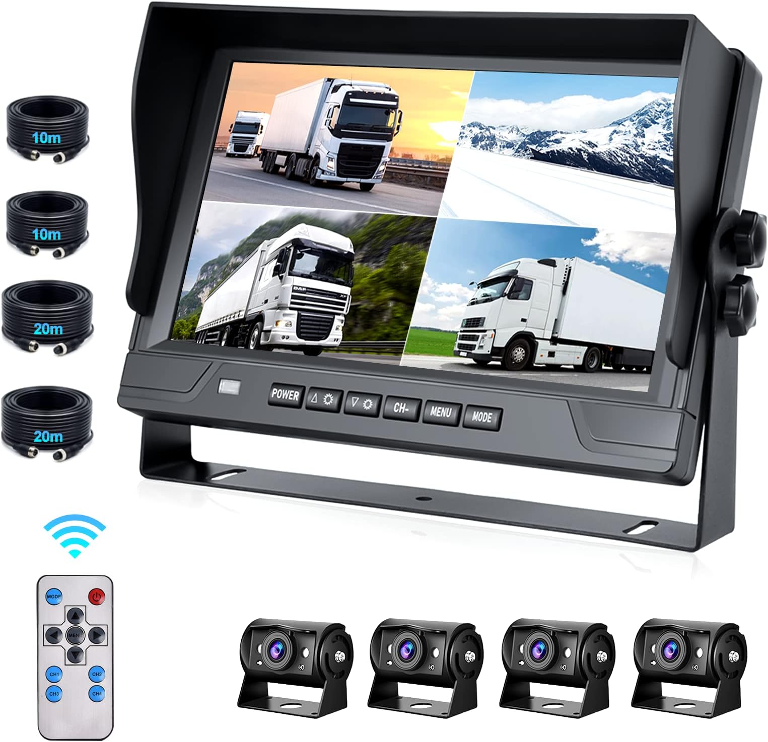 VSYSTO 10 Inch Vehicle Reversing Camera Kit 4 Channel HD Dash Cam ...