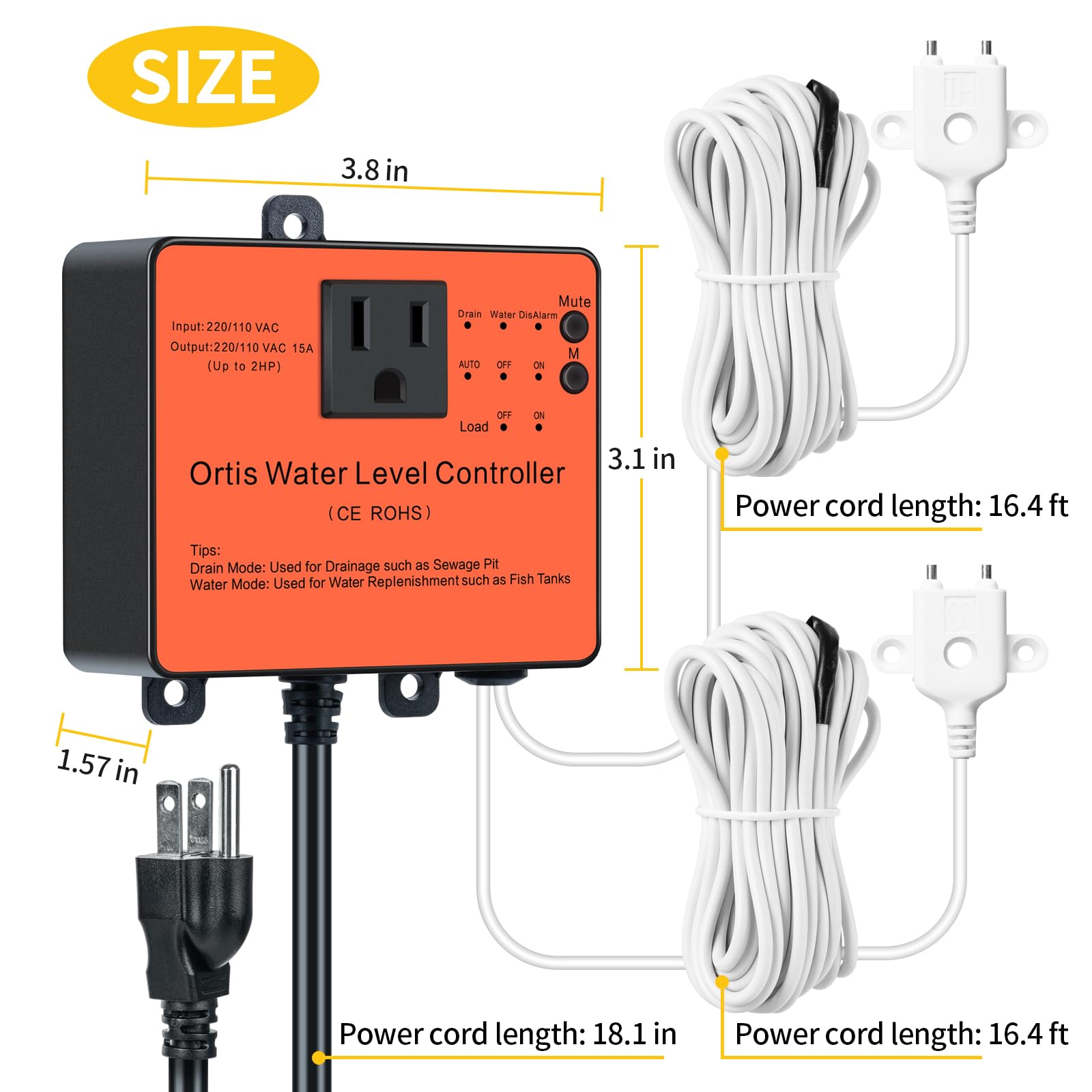 Snapklik.com : Hi-Lo Sump Pump Switch, Ortis Electronic Adjustable ...