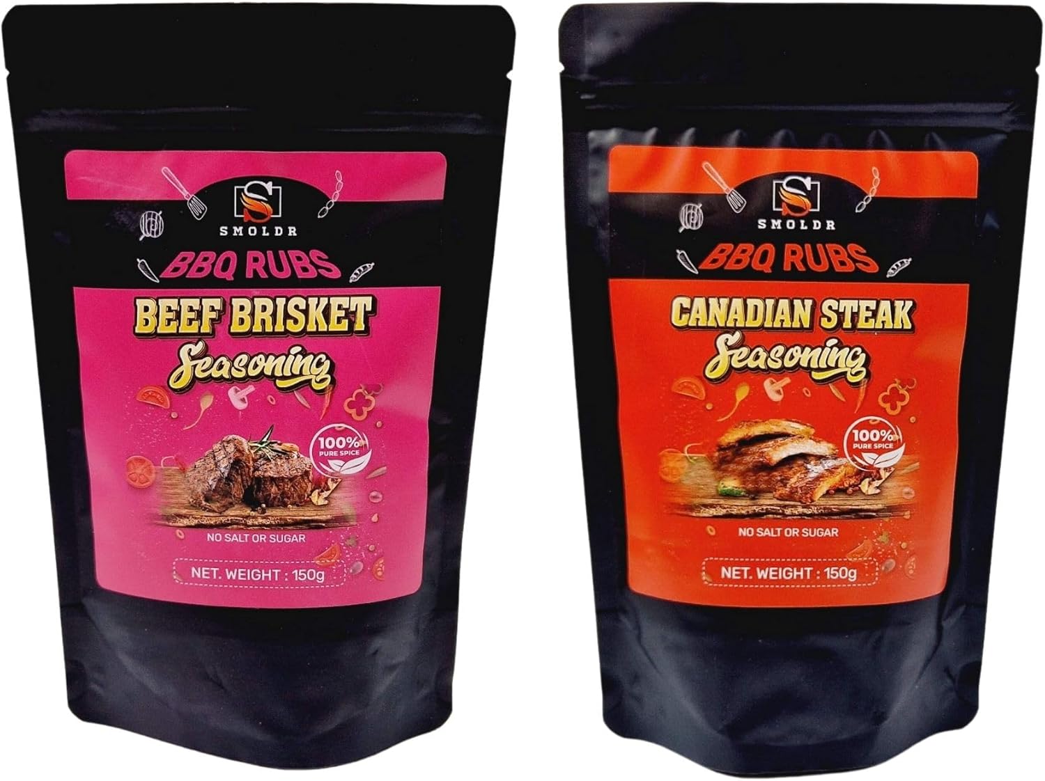Smoldr BBQ Canadian Steak & Beef Brisket Meat Rub for Marinades and ...