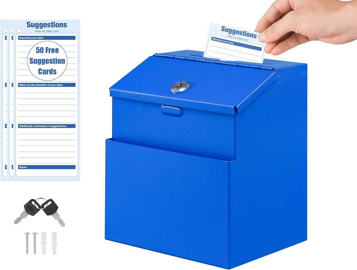 KYODOLED Suggestion Box with Lock and 50 Free Suggestion Cards, Metal ...