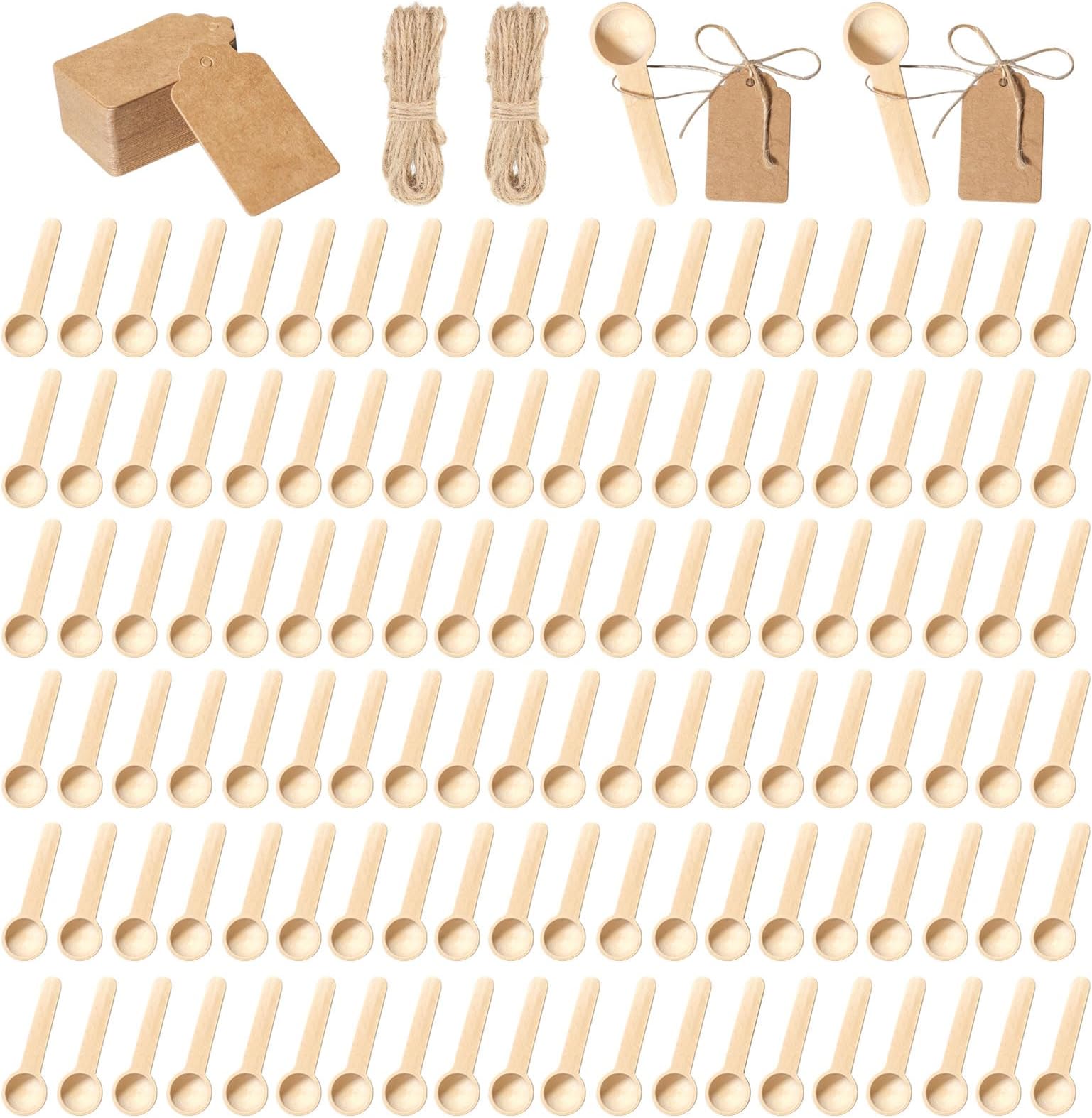 Amazon.com: 120 Sets 3 Inch Mini Wooden Spoons with 120 Pcs Tags and 2 ...