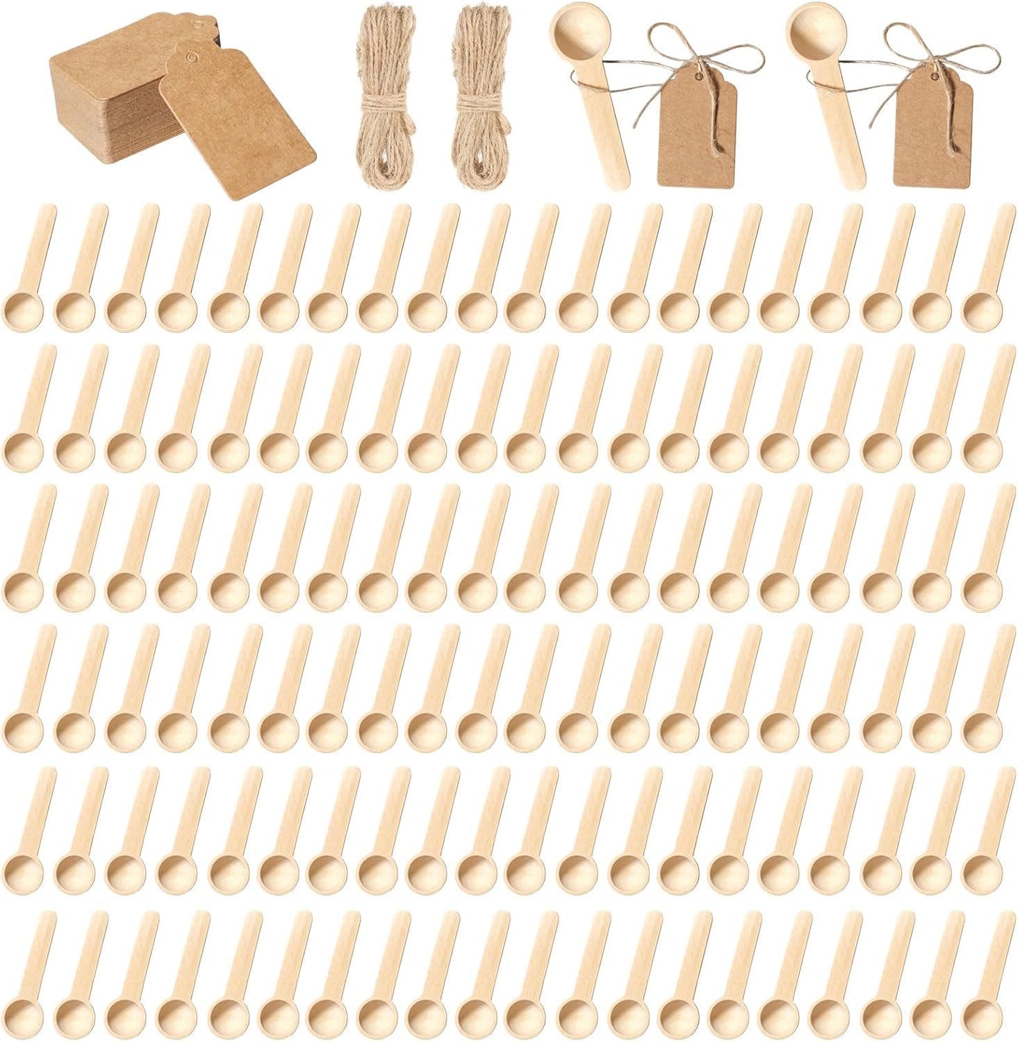 Amazon.com: 120 Sets 3 Inch Mini Wooden Spoons with 120 Pcs Tags and 2 ...