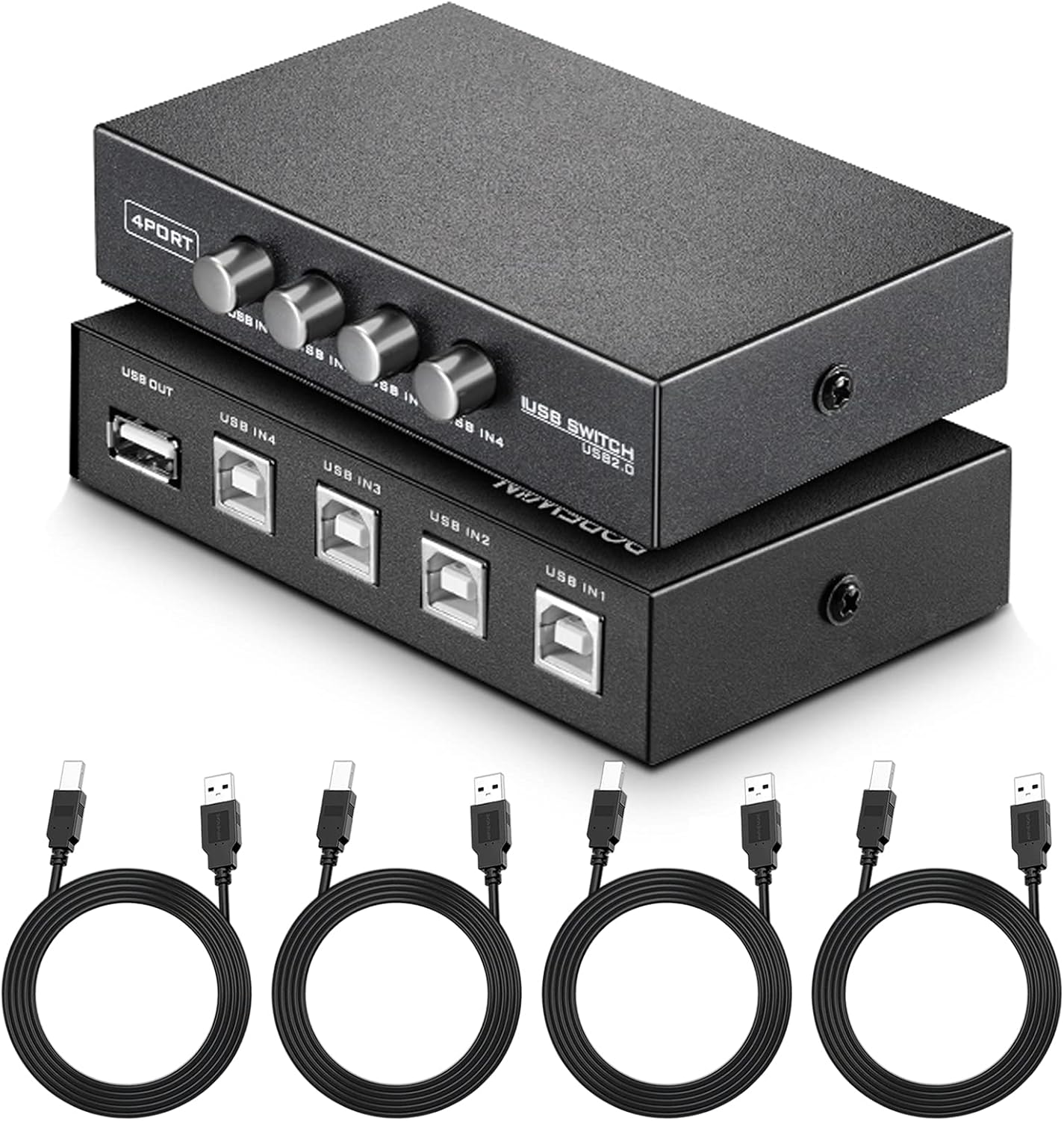 4 Port USB 2.0 Manual Switch Splitter - 1 Port Printer Scanner Hub With ...