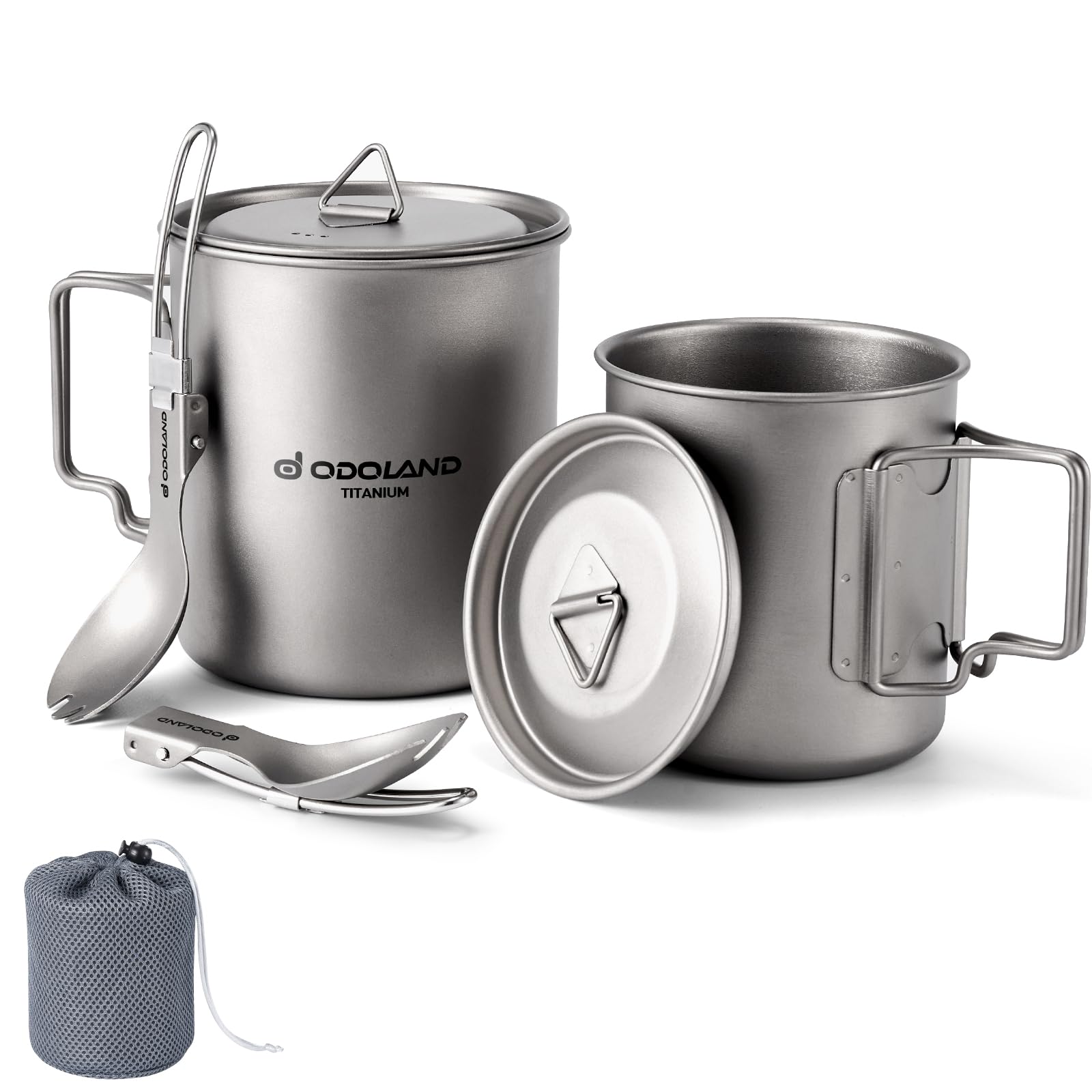 Amazon.com : Odoland Titanium Camping Cookware 420ML & 750ML Titanium ...