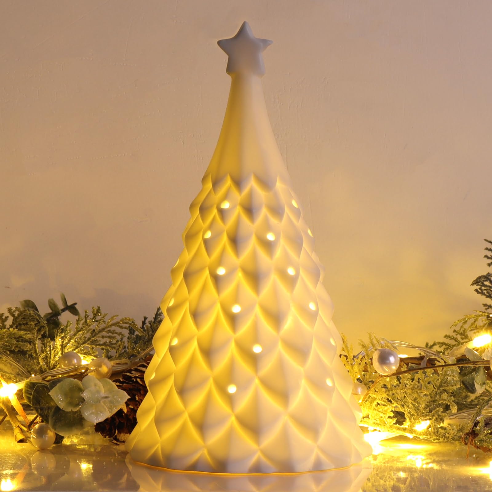 Amazon.com : Pawliss White Ceramic Christmas Tree, Porcelain Christmas ...