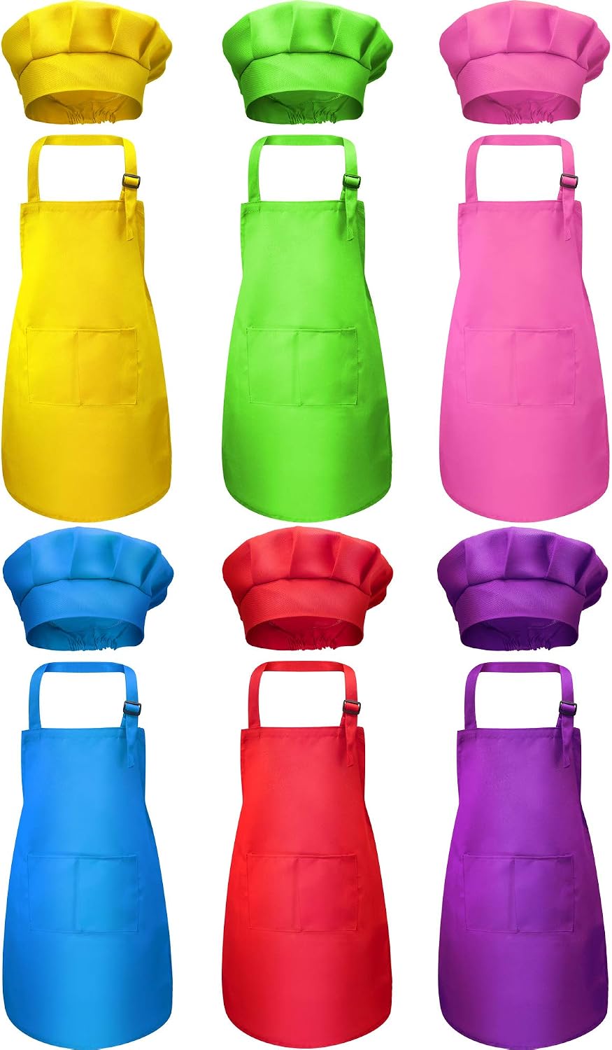 Amazon.com: SATINIOR 12 Set Kids Aprons Chef Hats Adjustable Child ...
