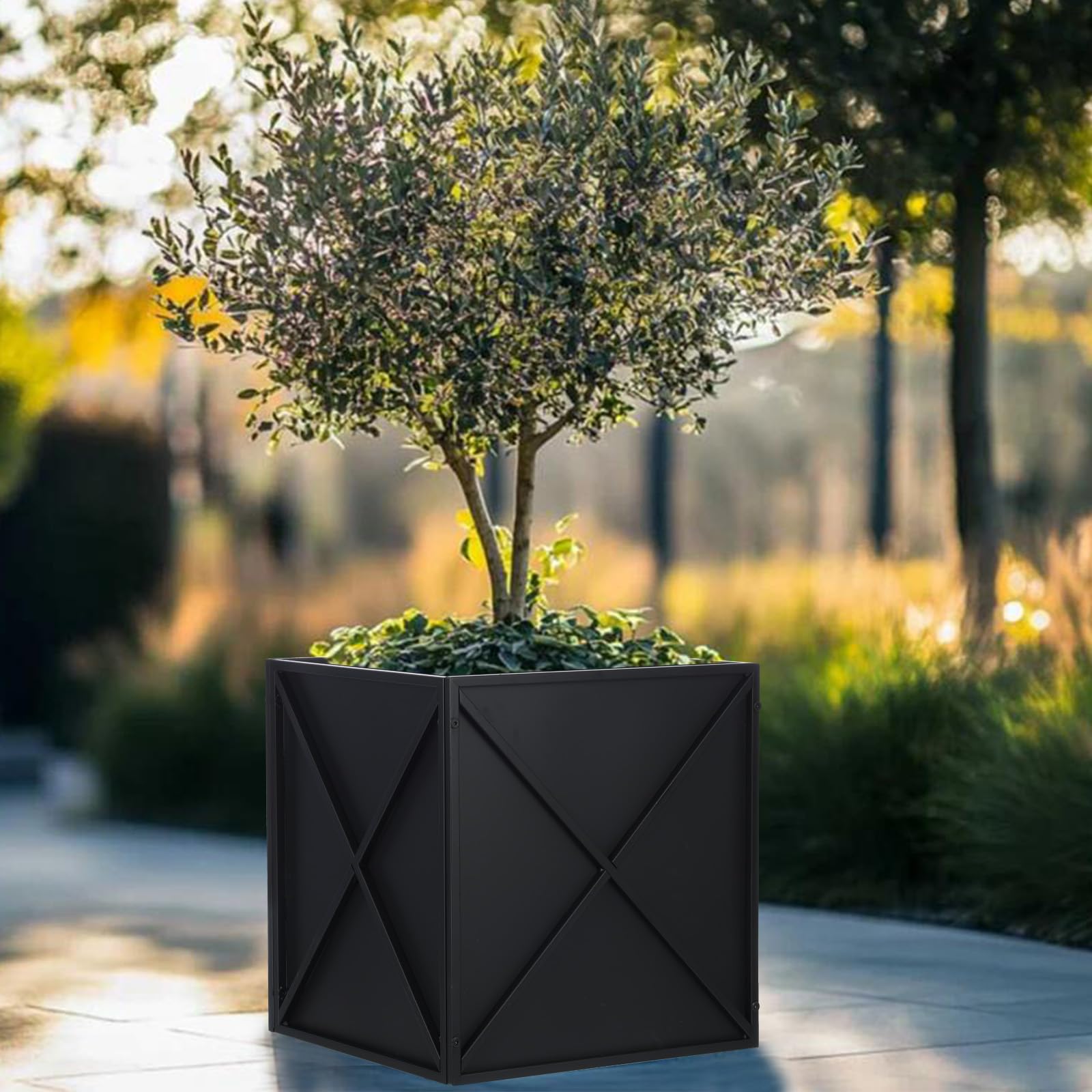 Snapklik.com : Metal Square Planter Box Tall Planters For Outdoor ...