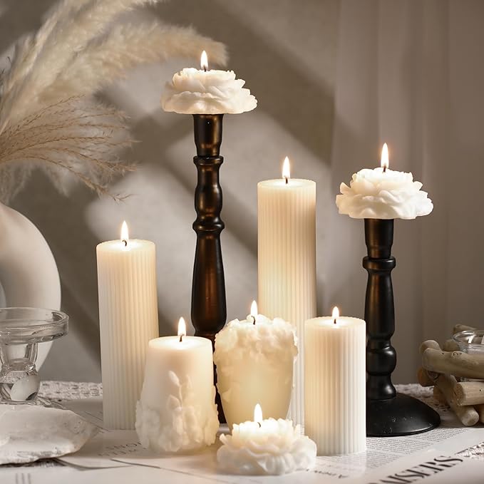 Amazon.com: Threlaco 8 Pcs Small Pillar Candles Aesthetic Candle Modern ...