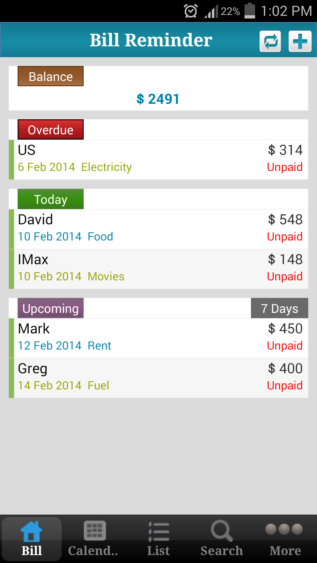 Bill Reminder Free BillManager - App on Amazon Appstore