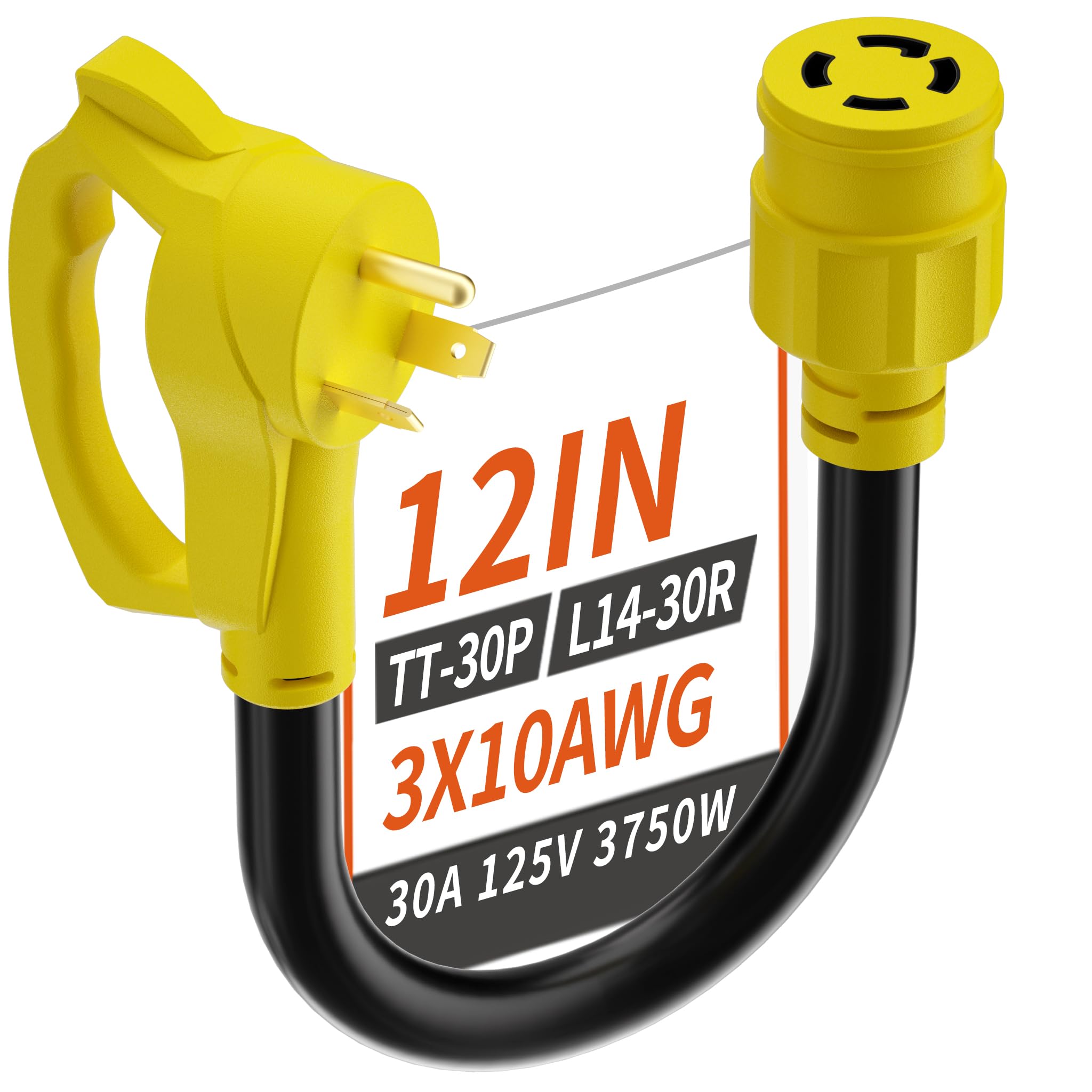 Amazon.com: PlugSaf 3 Prong 30 Amp RV Generator Adapter Cord, NEMA TT ...