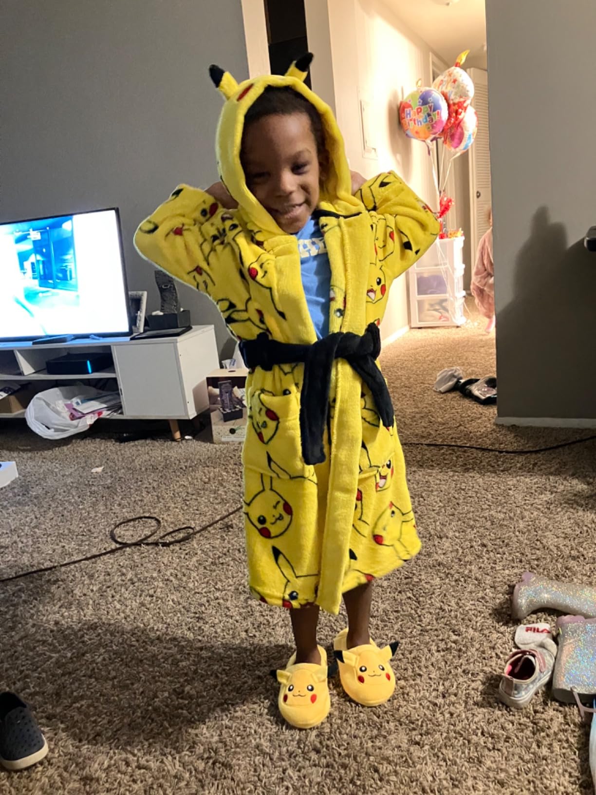 Amazon.com: Pokemon Dressing Gown Kids Boys Girls Pikachu 3D Ears Pjs ...
