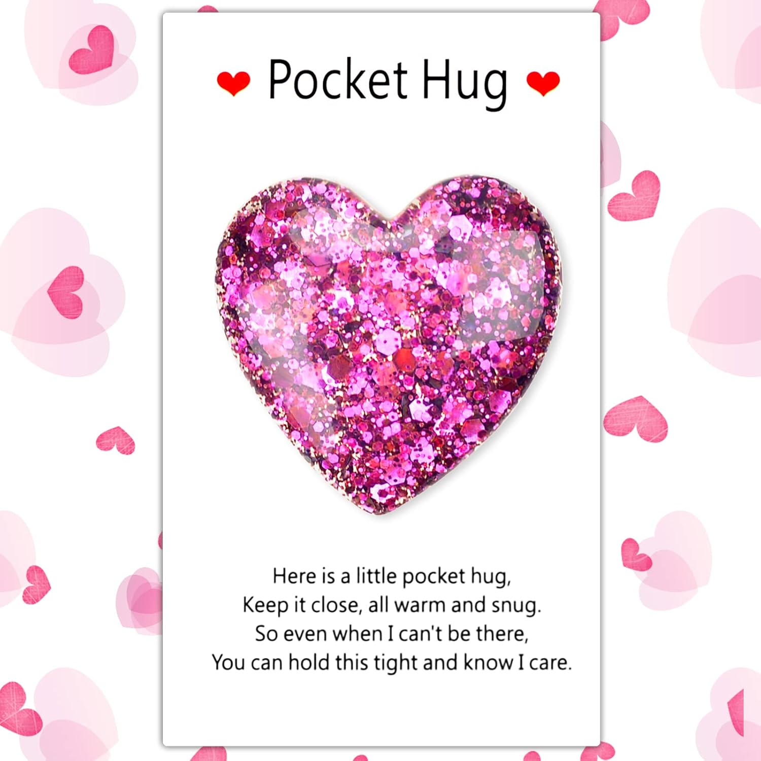 Vibbang A Little Pocket Hug Heart with Card, Mini Cute Pocket Heart Hug ...