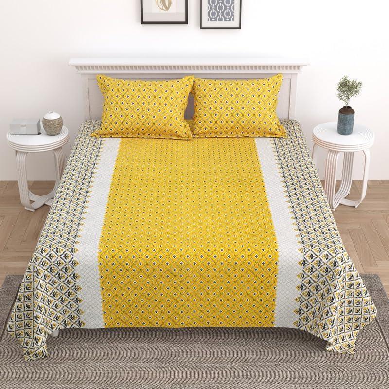 KOTTS & Stitch Jaipuri Phool-Patang Print Cotton Double Bedsheet | with ...