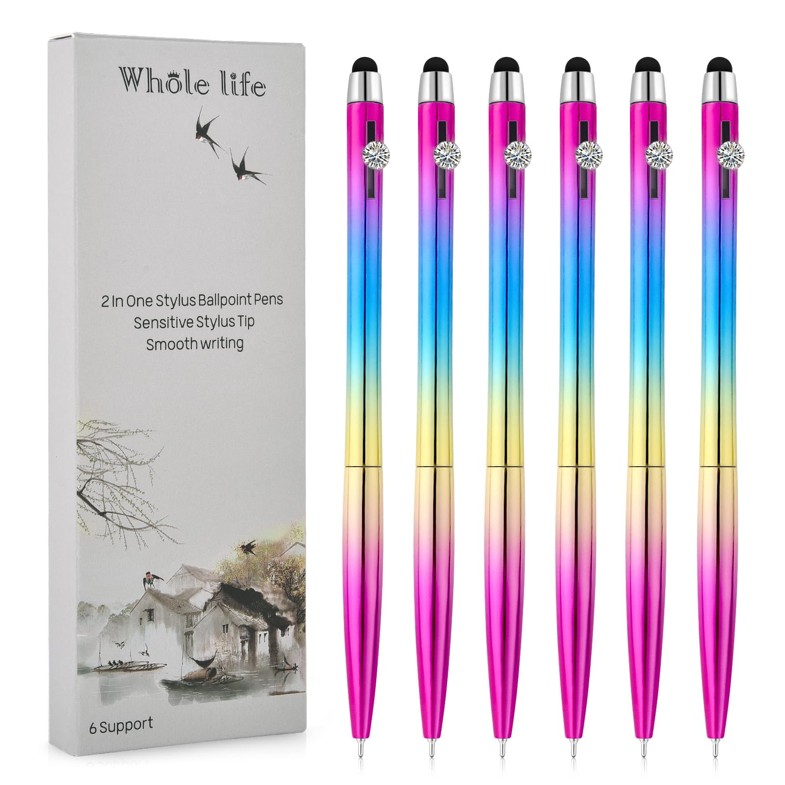 Amazon.com: 2 in 1 Ballpoint Pen with Stylus Tip Diamond Pen Fine Point ...