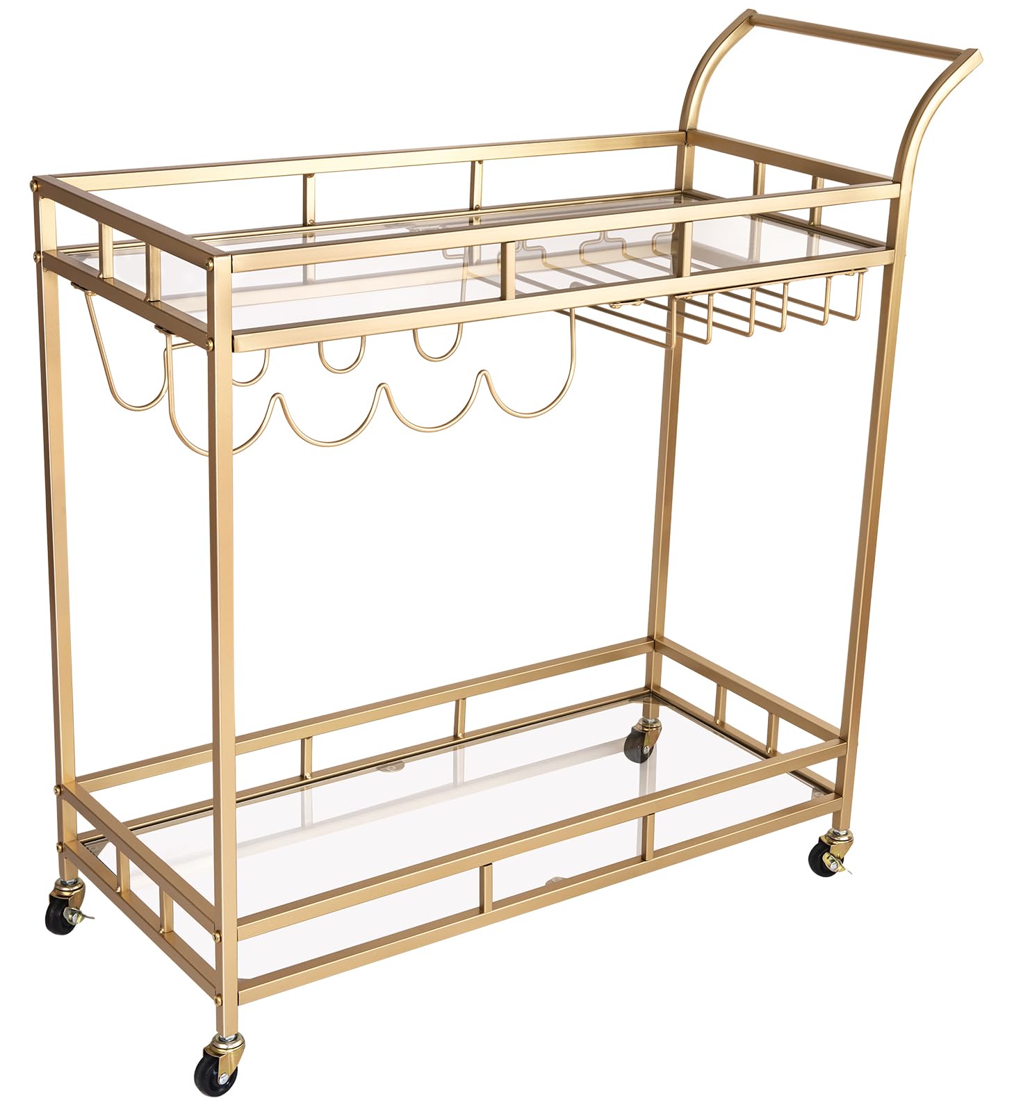 Amazon.com - KAKO Bar Cart, Gold Bar Cart with Wheels, Home Bar ...
