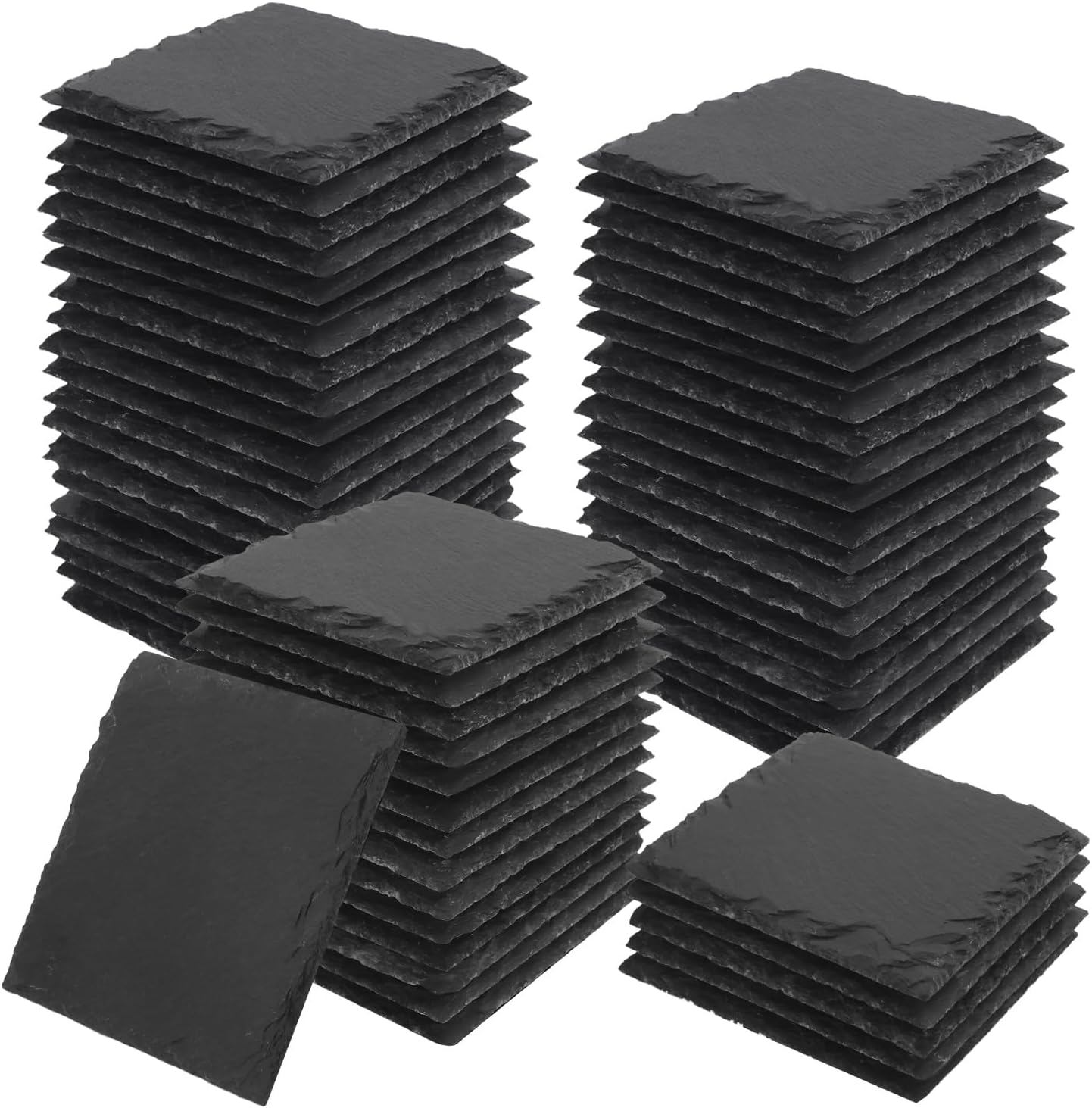 Amazon.com: YOUNTHYE 36PCS Slate Coasters Bulk Black Stone Coasters ...