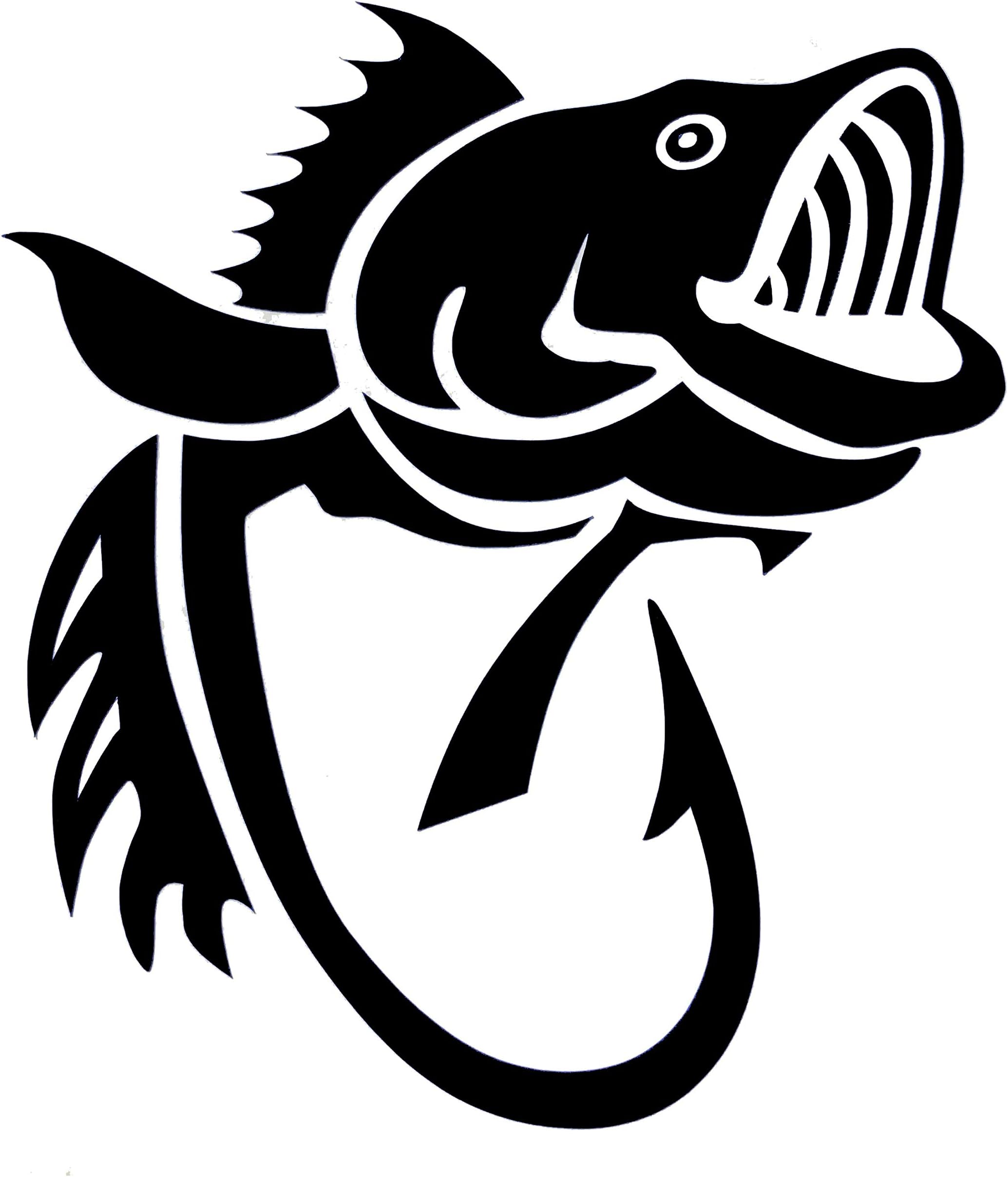 Amazon.com - WickedGoodz Bass Fish Hook Vinyl Decal Transfer - Fishing ...