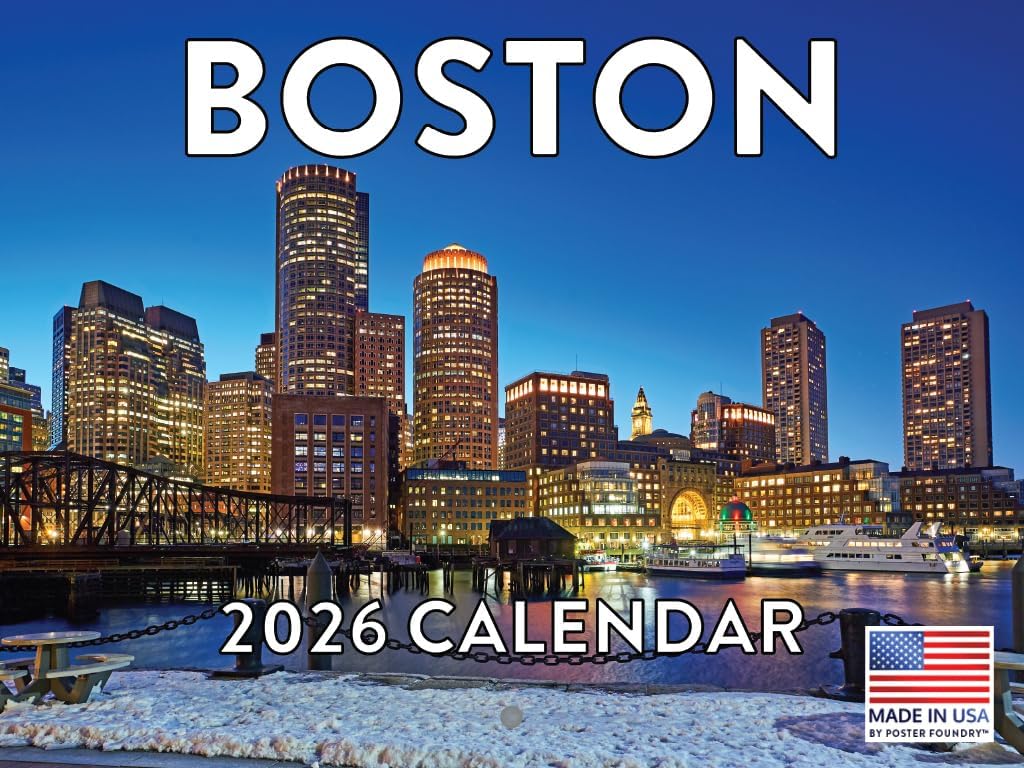 Boston Calendar 2026 Wall 12 Month Monthly MA Scenic Souvenirs ...