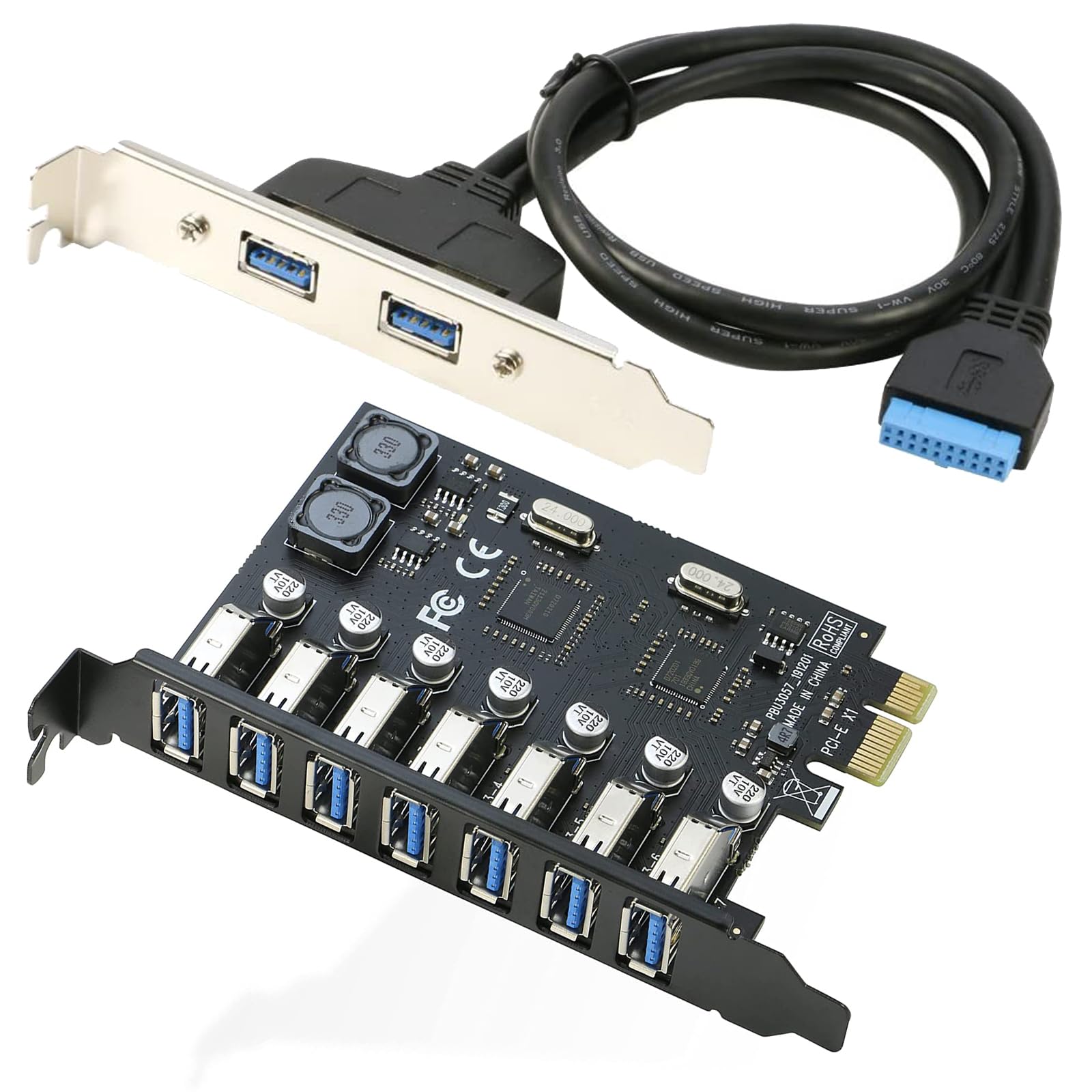 Amazon.com: 20pin to USB 3.0 2Port Back Panel + USB 3.0 PCI-e Expansion ...