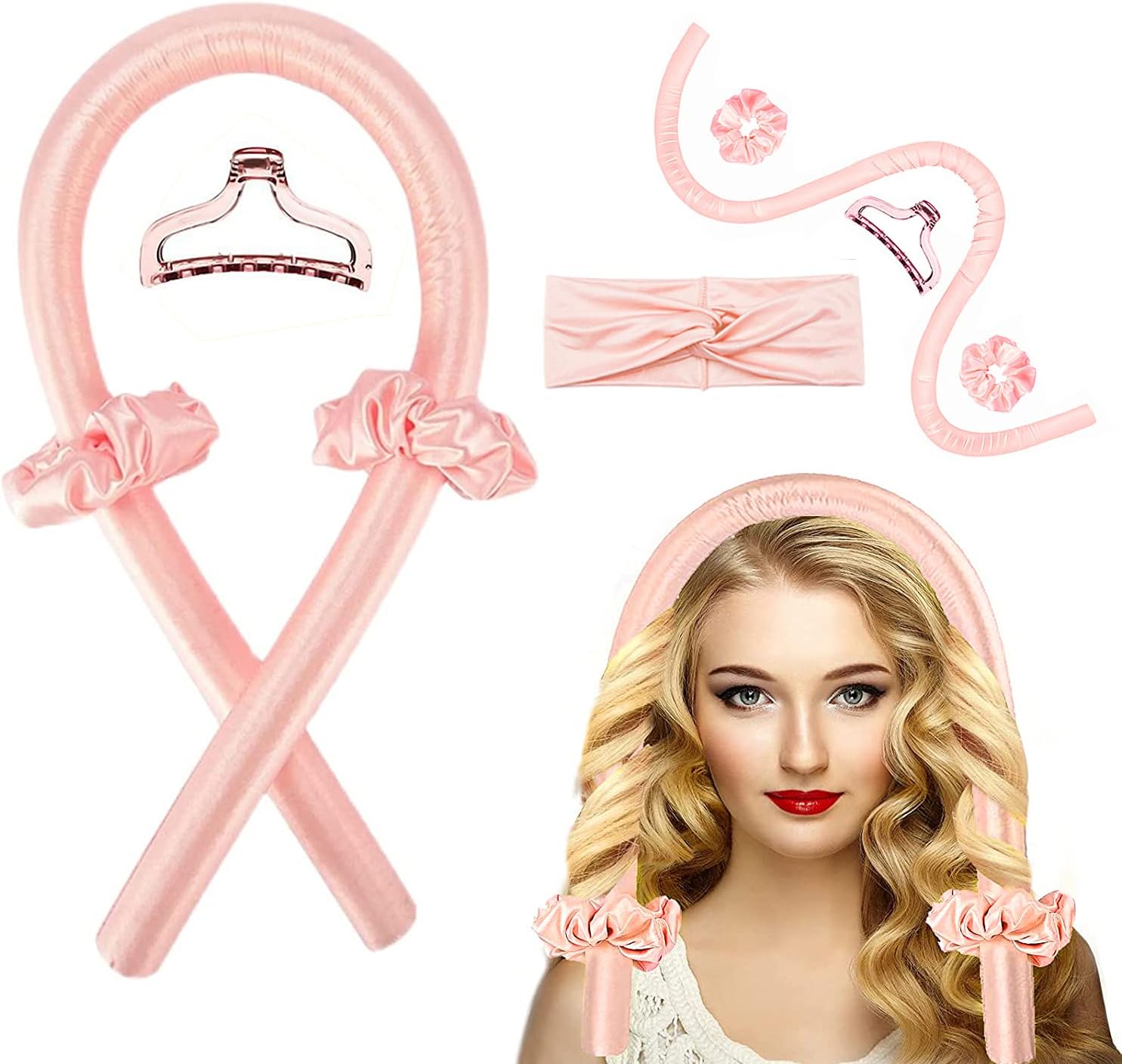 Amazon.com : Heatless Curling Rod Headband No Heat Silk Ribbon Curling ...