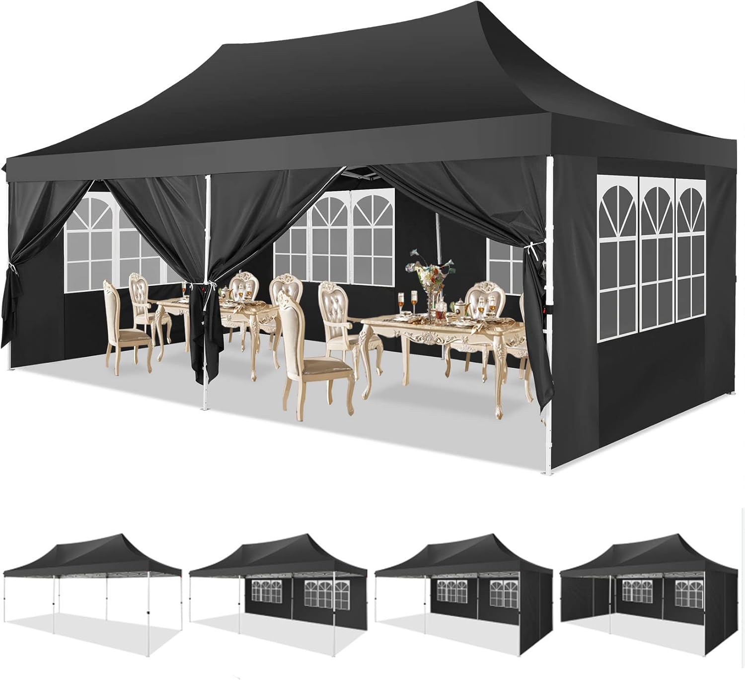 Amazon.de: YUEBO 3x6m Pavillon Faltpavillon Wasserdicht Stabil mit 6 ...