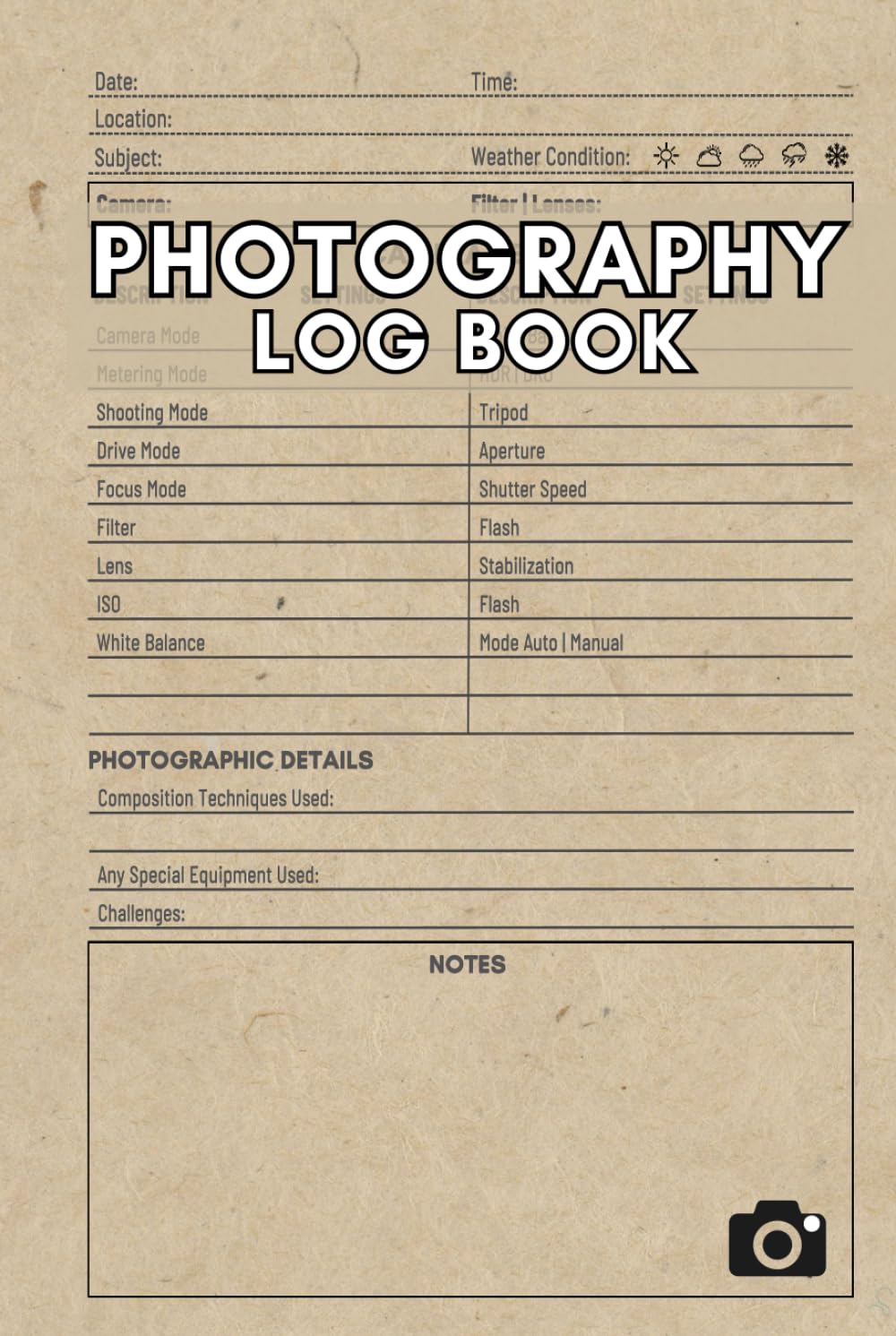 Amazon.com: Photography Log Book: Logbook for Photographers to Record ...