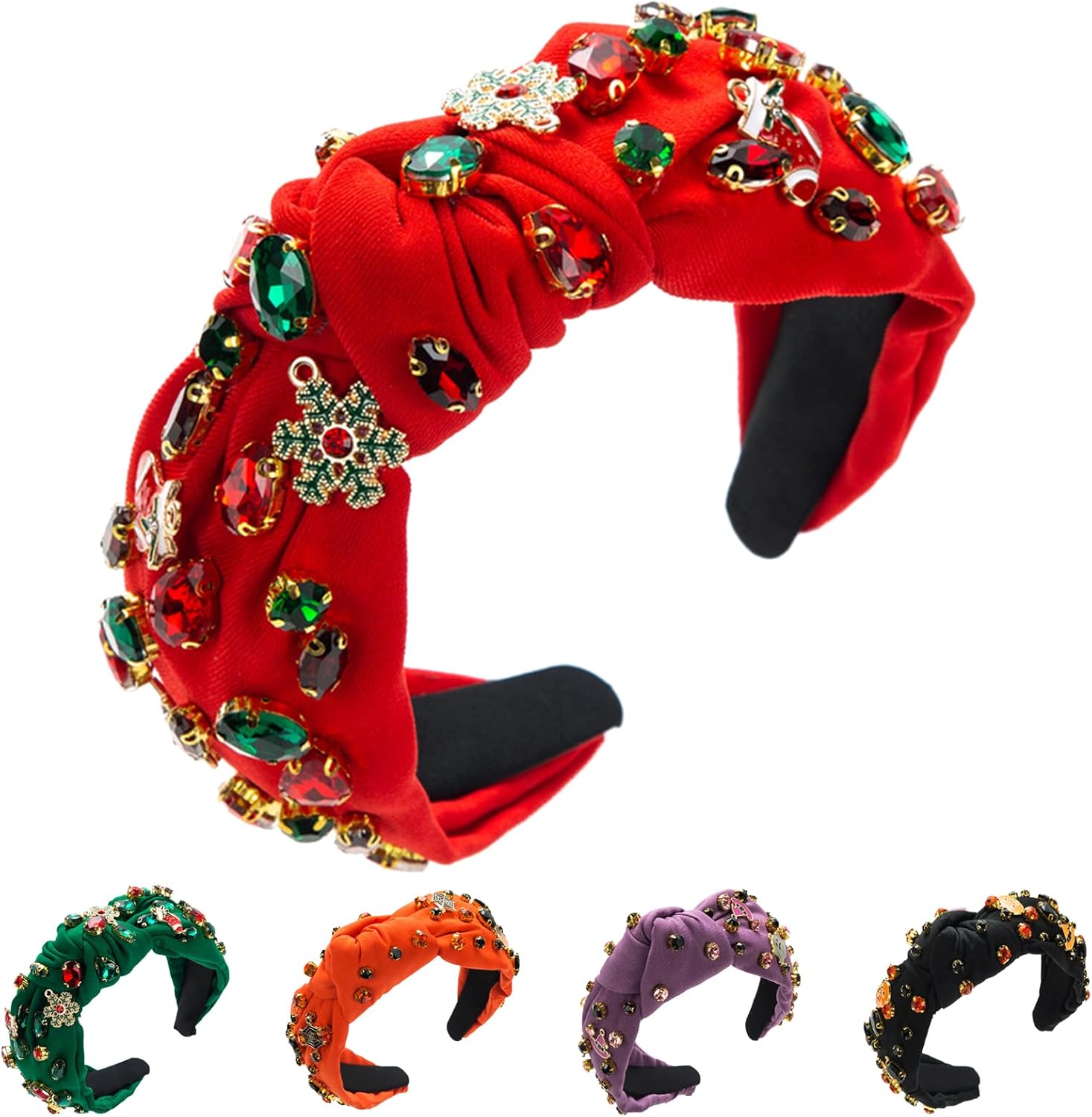 Amazon.com : Christmas Rhinestone Headband Crystal Knotted Beaded ...