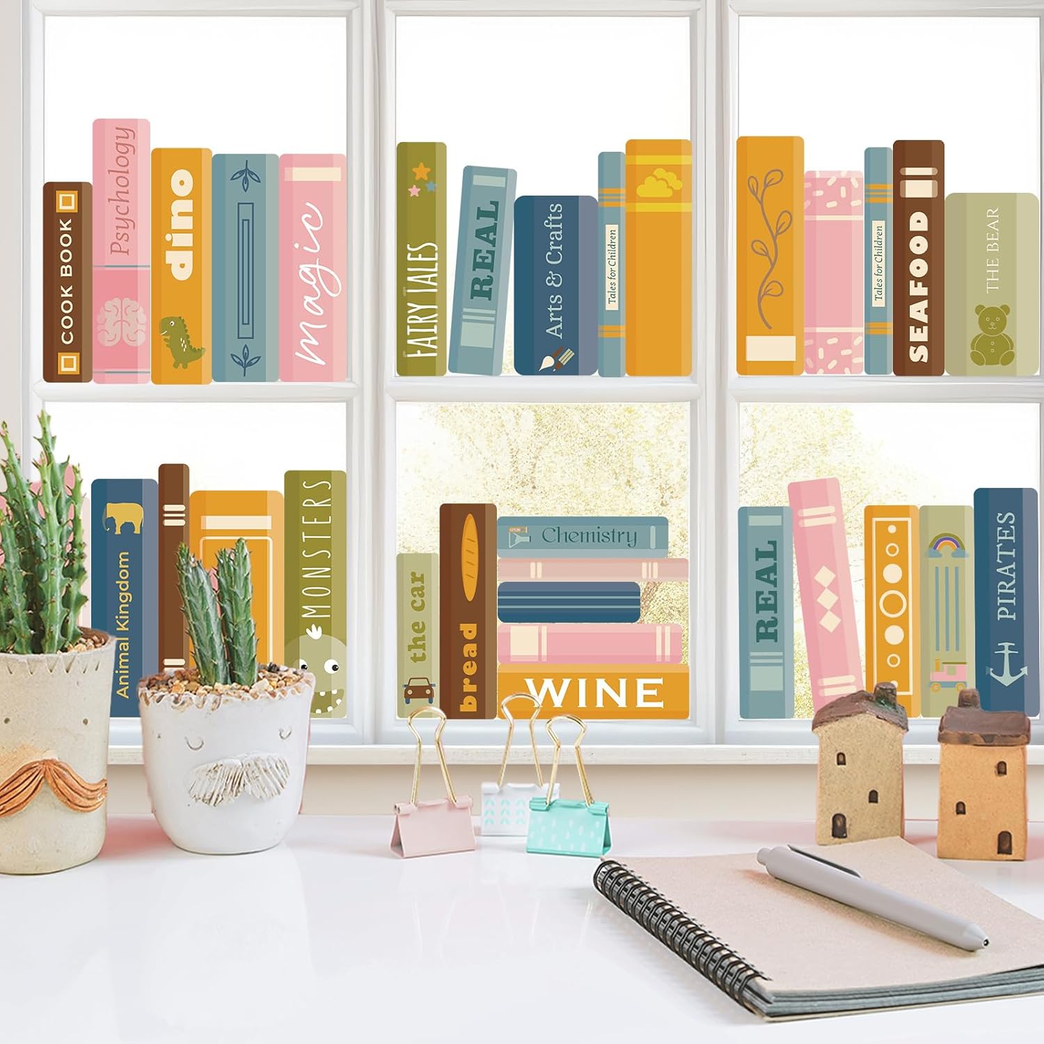 Amazon.com: Back to School Window Clings Decorations Boho Book Window ...