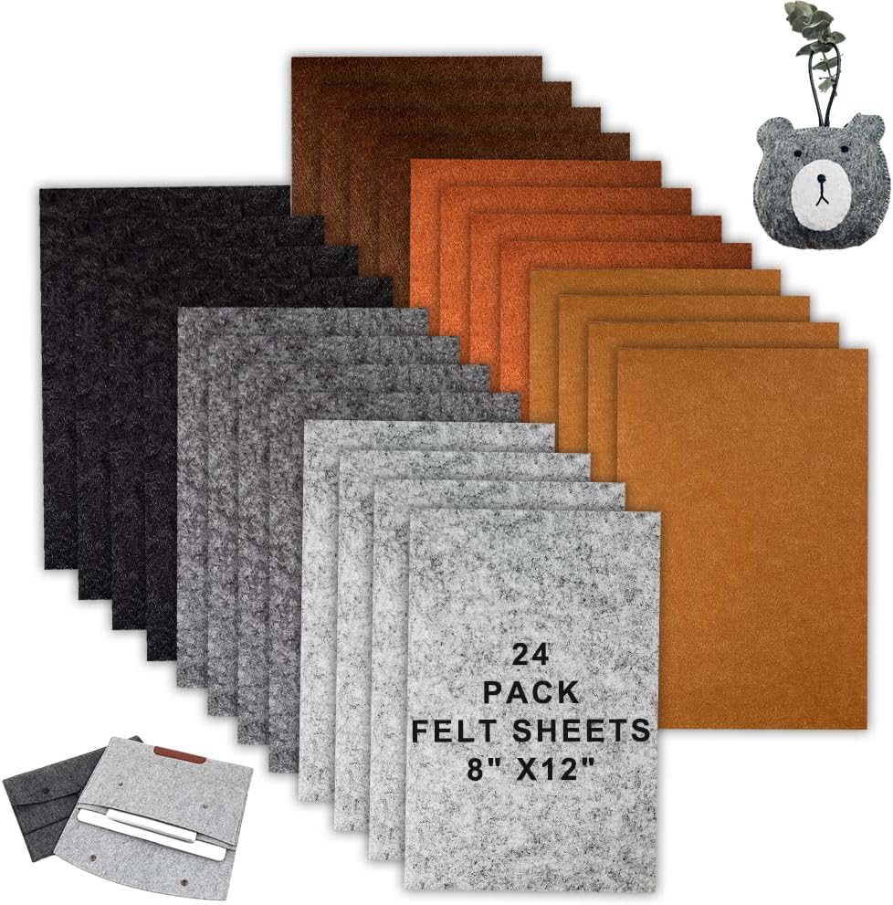 Amazon.com: 24 Pcs Felt Sheets for Crafts Felt Fabric Sheets, 8 Inch X ...