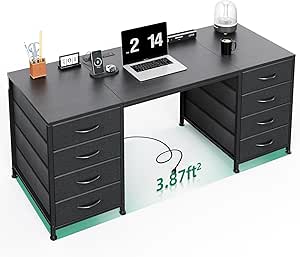 MZPVK 59.8 Inch Computer Desk with 8 Fabric Drawer, Home Office Desk ...
