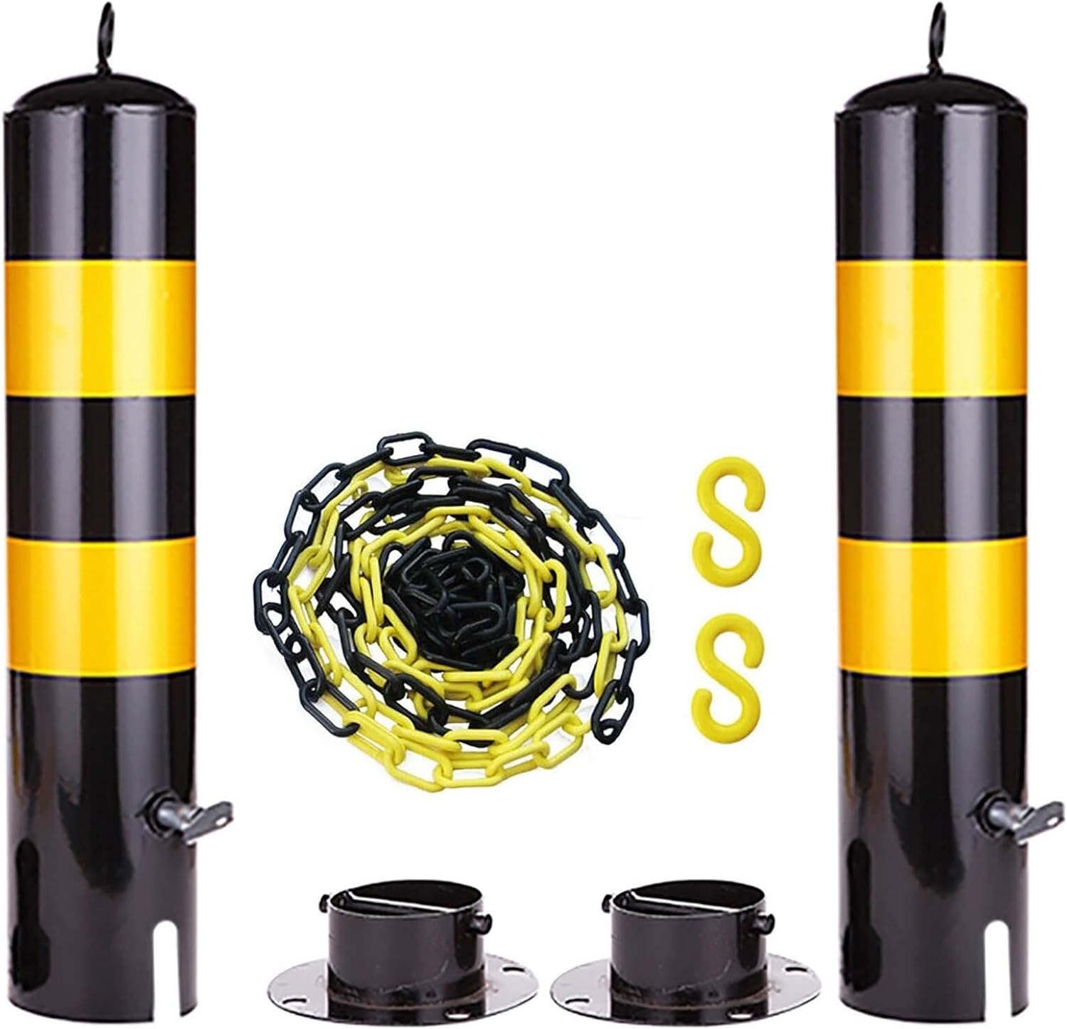 Amazon.com: 2pcs Security Bar Bollard and Barrier Chain 5m Set Metal ...