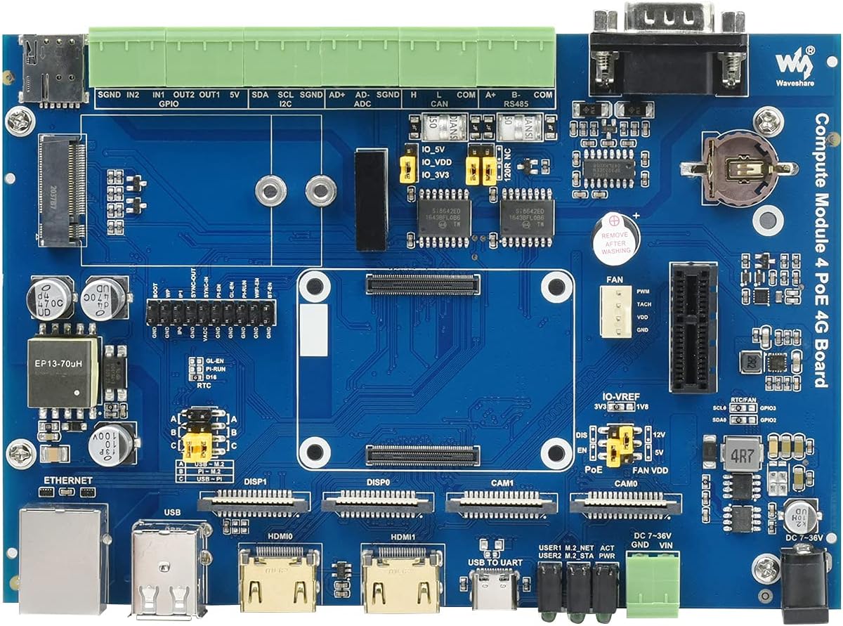 Waveshare Compute Module 4 Industrial IoT Base Board for All Variants ...