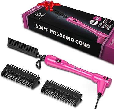 Amazon.com : Mini Pink Hot Comb 500 Degree, Dual Voltage Electric ...
