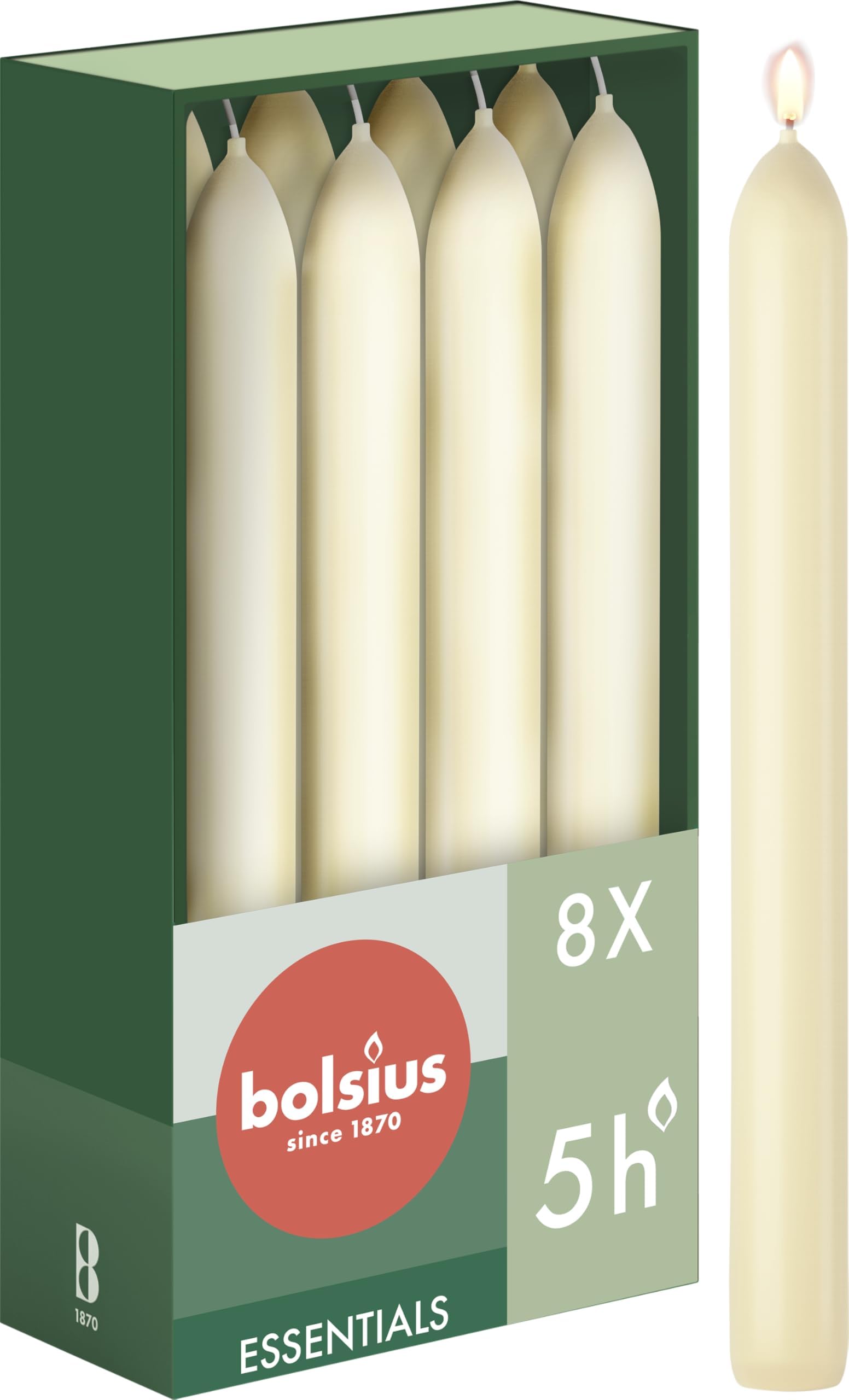 Bolsius Tapered Dinner Candles - Ivory - 8-Pack - 17 cm - Long Burning ...