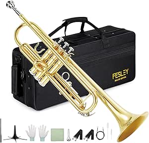 Amazon.com: Fesley Bb Standard Trumpet Set for Beginner, Brass Trumpets ...