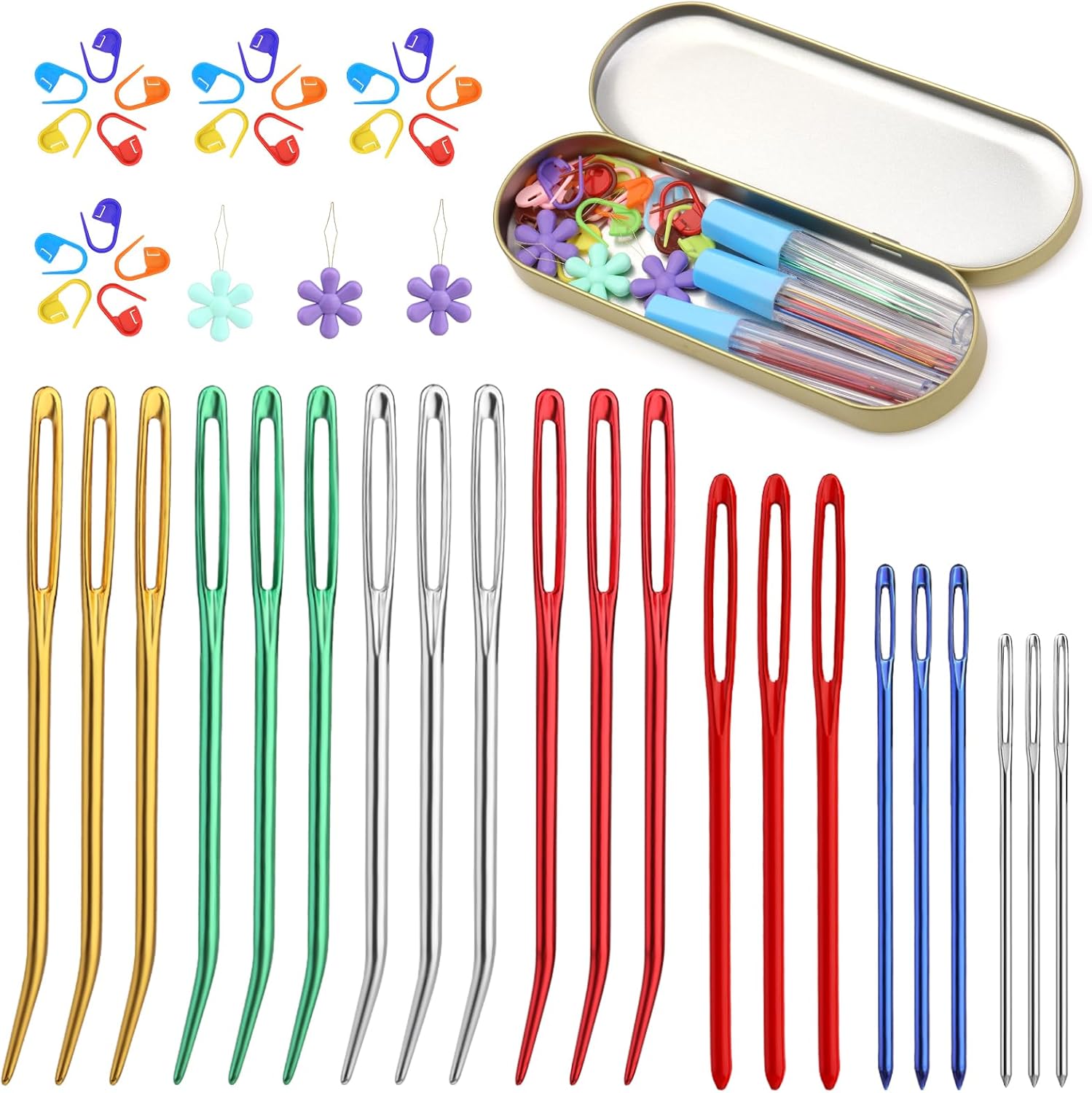 Amazon.com: UzecPk 48PCS Yarn Needle Tapestry Needles, Darning Needle ...