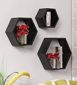 Amazon.com - Wall Shelf, Home Décor Hexagonal Shape MDF (Medium Density ...