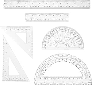Amazon.com : 2 Triangle Rulers 45 | 60 Degree 2 Protractors 180 Degree ...