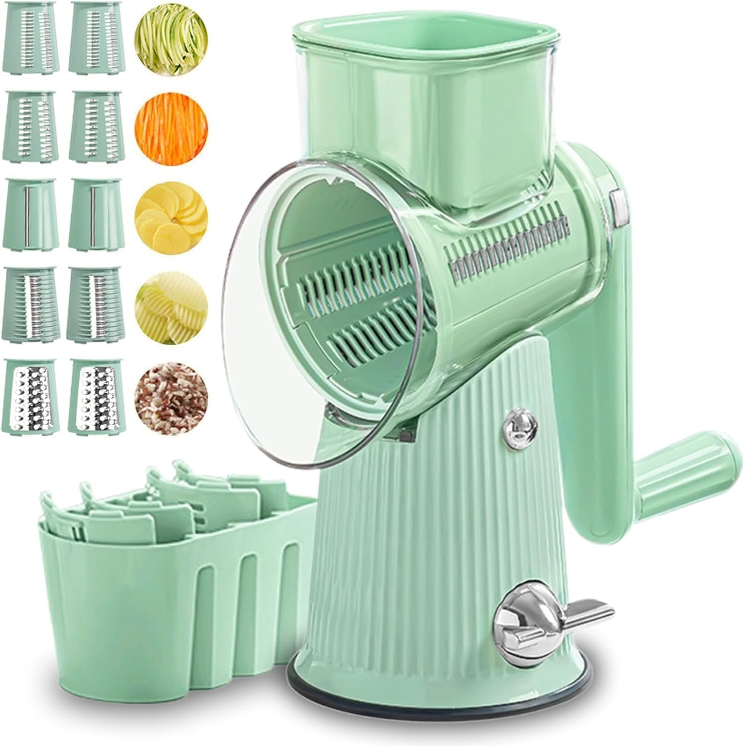 Amazon.com: MklusiveTech 5 in 1 rotary cheese grater vegetable slicer ...