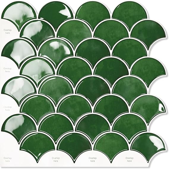 3D Thicker Wall Tile Kitchen Stove Tile Green Backsplash 10 Sheets 12 ...